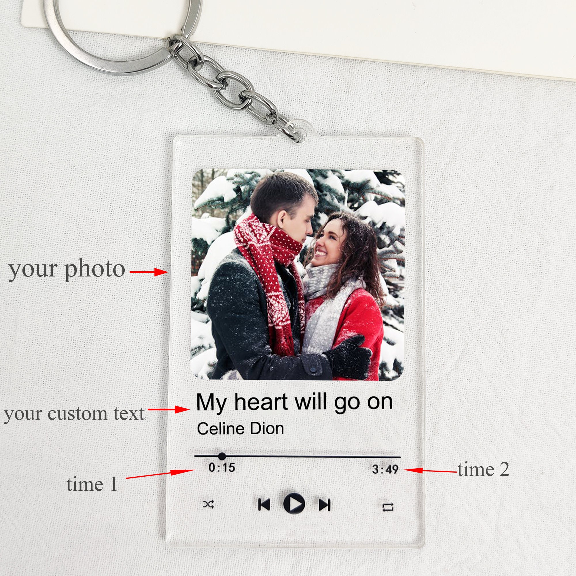 Personalized Song Keychain, Custom Photo Music Keychain, Photo Plaque ...
