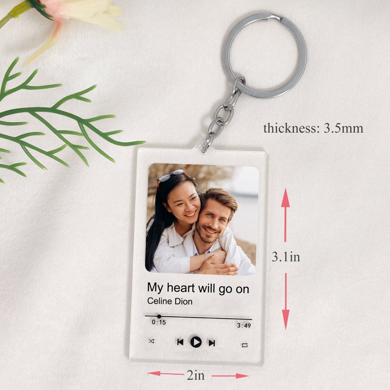 Personalized Song Keychain, Custom Photo Music Keychain, Photo Plaque ...