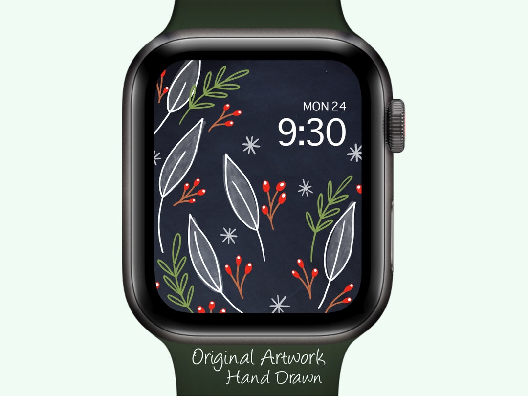 Apple Watch Wallpaper Winter Berries, Christmas Foliage Watch Wallpaper ...