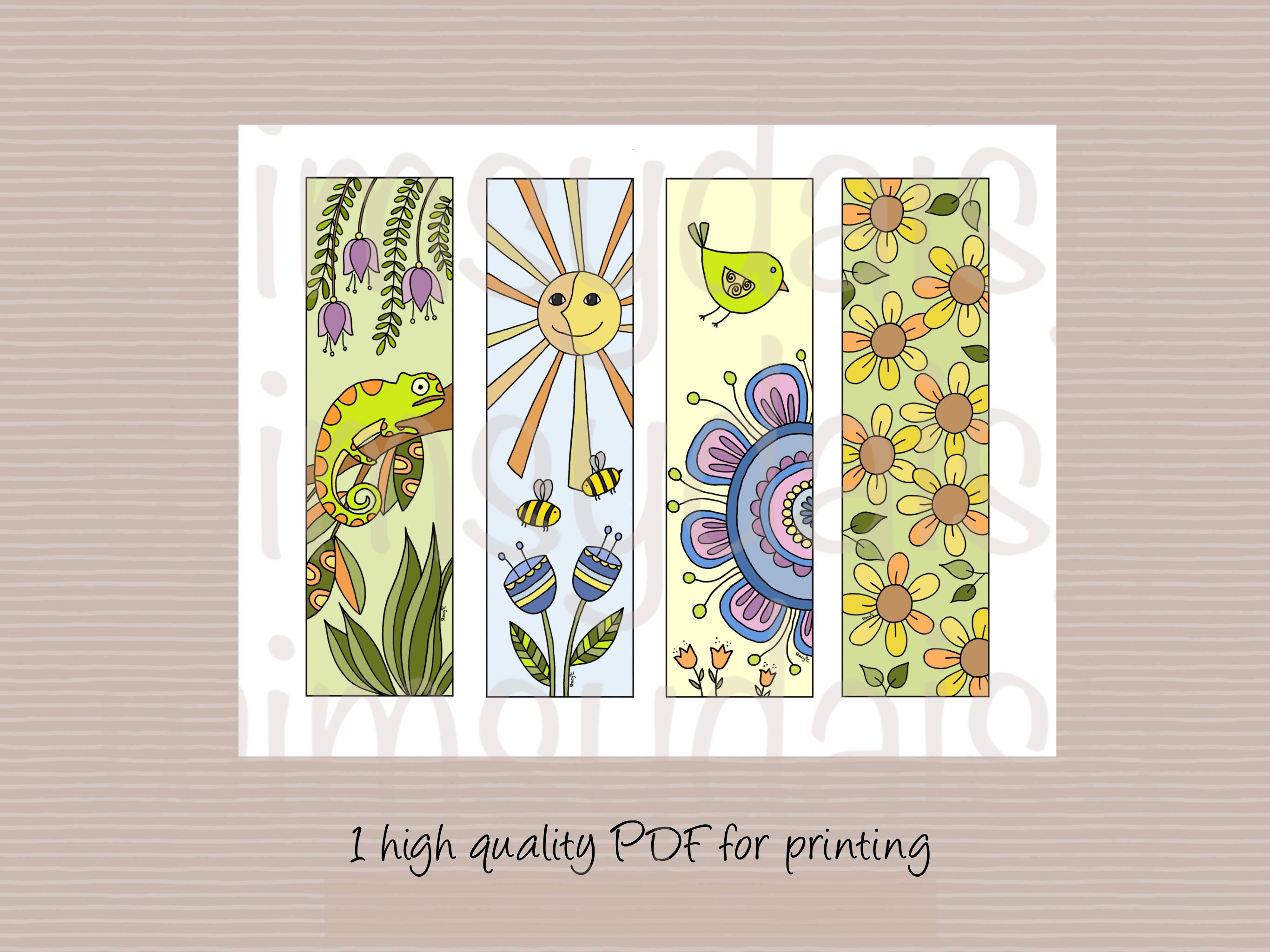 Printable Bookmarks Retro Summer, Cute Nature Bookmarks, Whimsical ...