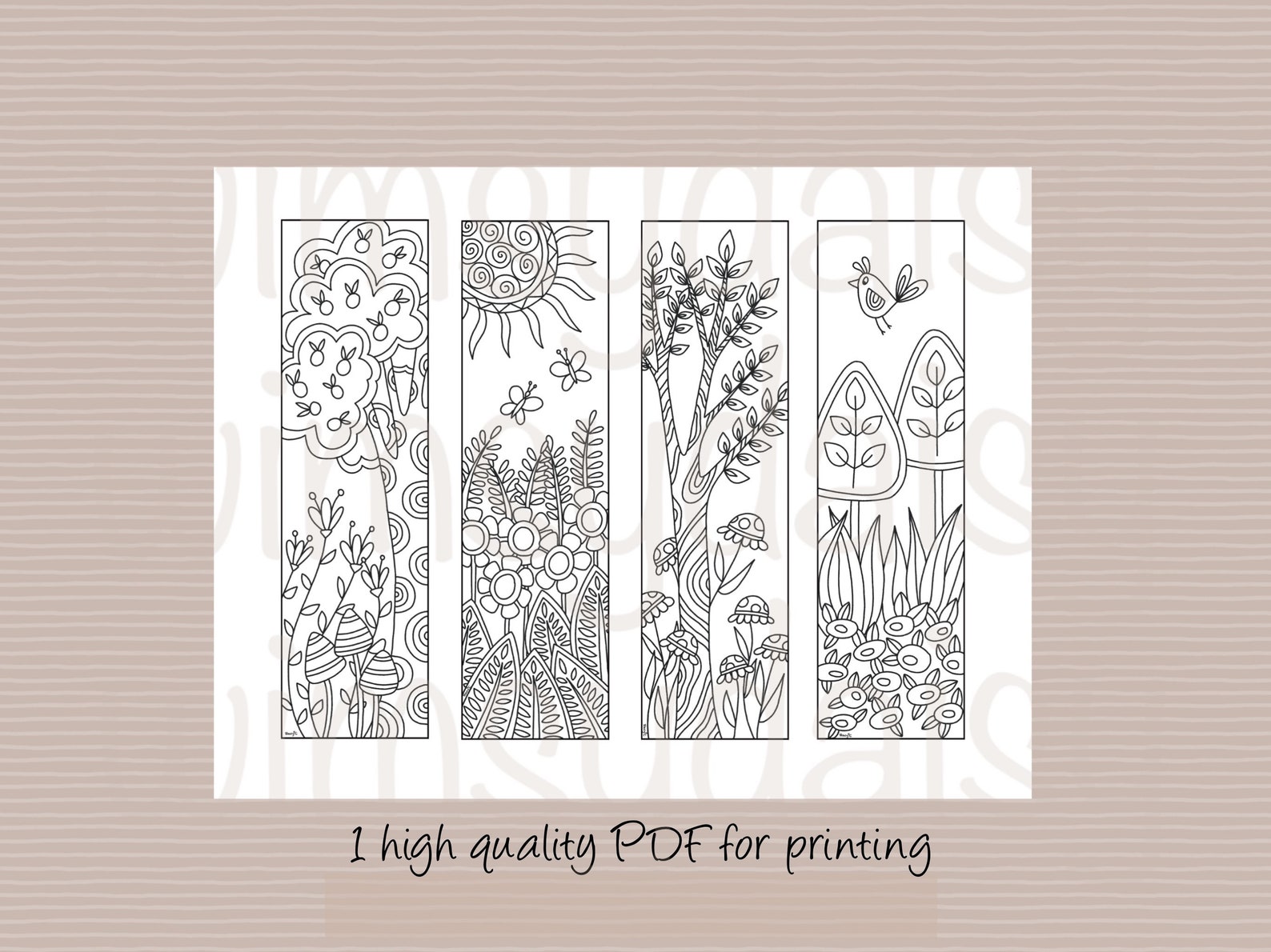 Printable Bookmarks Tangled Forest, Bookmarks to Color Trees & Plants ...