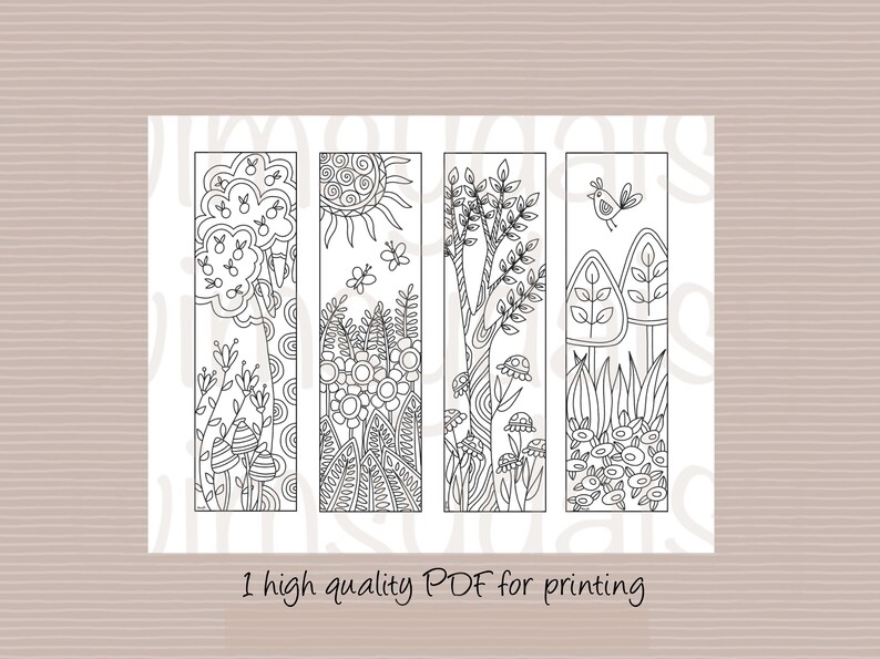 Printable Bookmarks Tangled Forest, Bookmarks to Color Trees & Plants ...