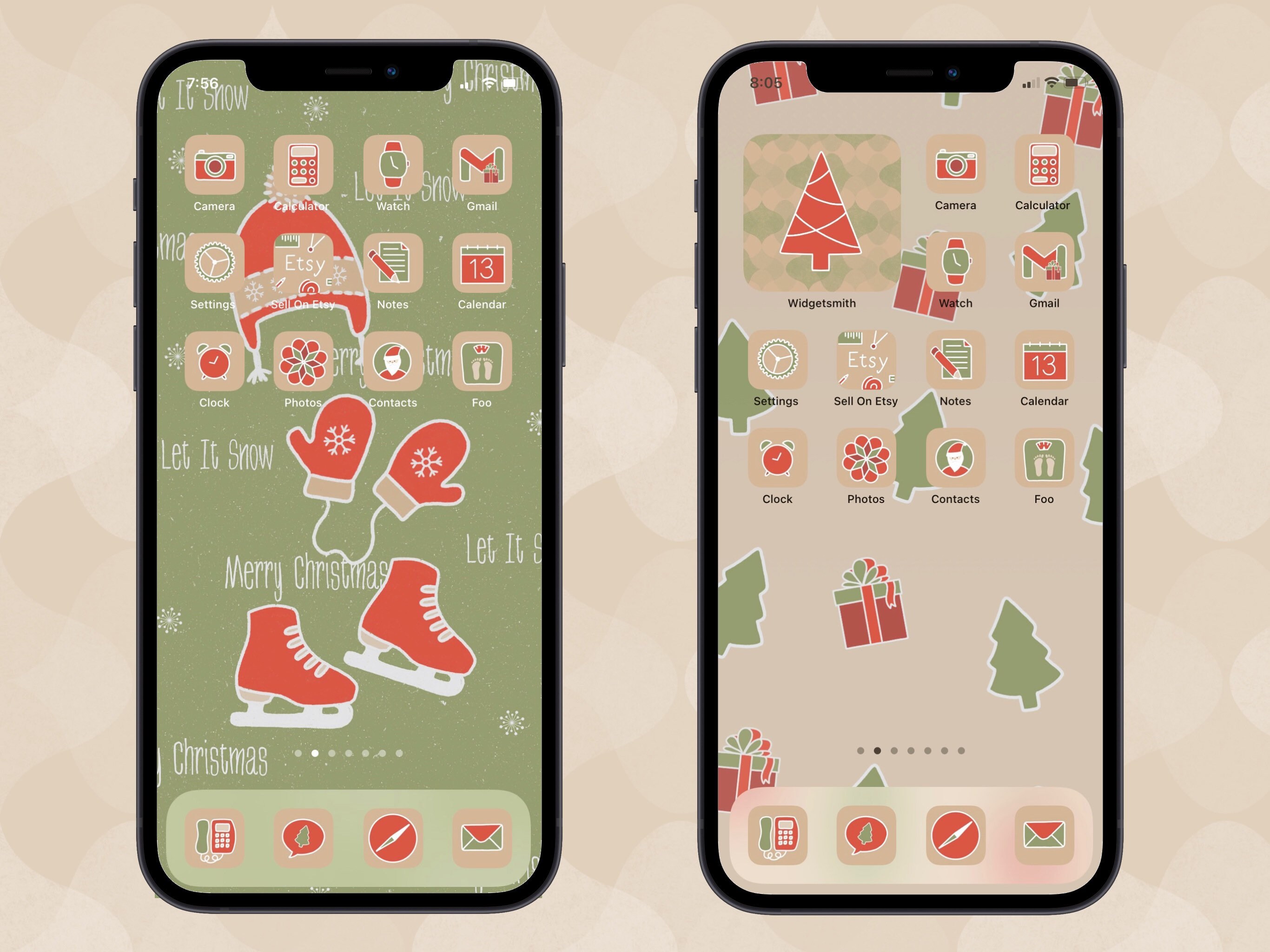 Ios App Icons Kraft Paper Christmas, Retro Christmas iPad Icons ...