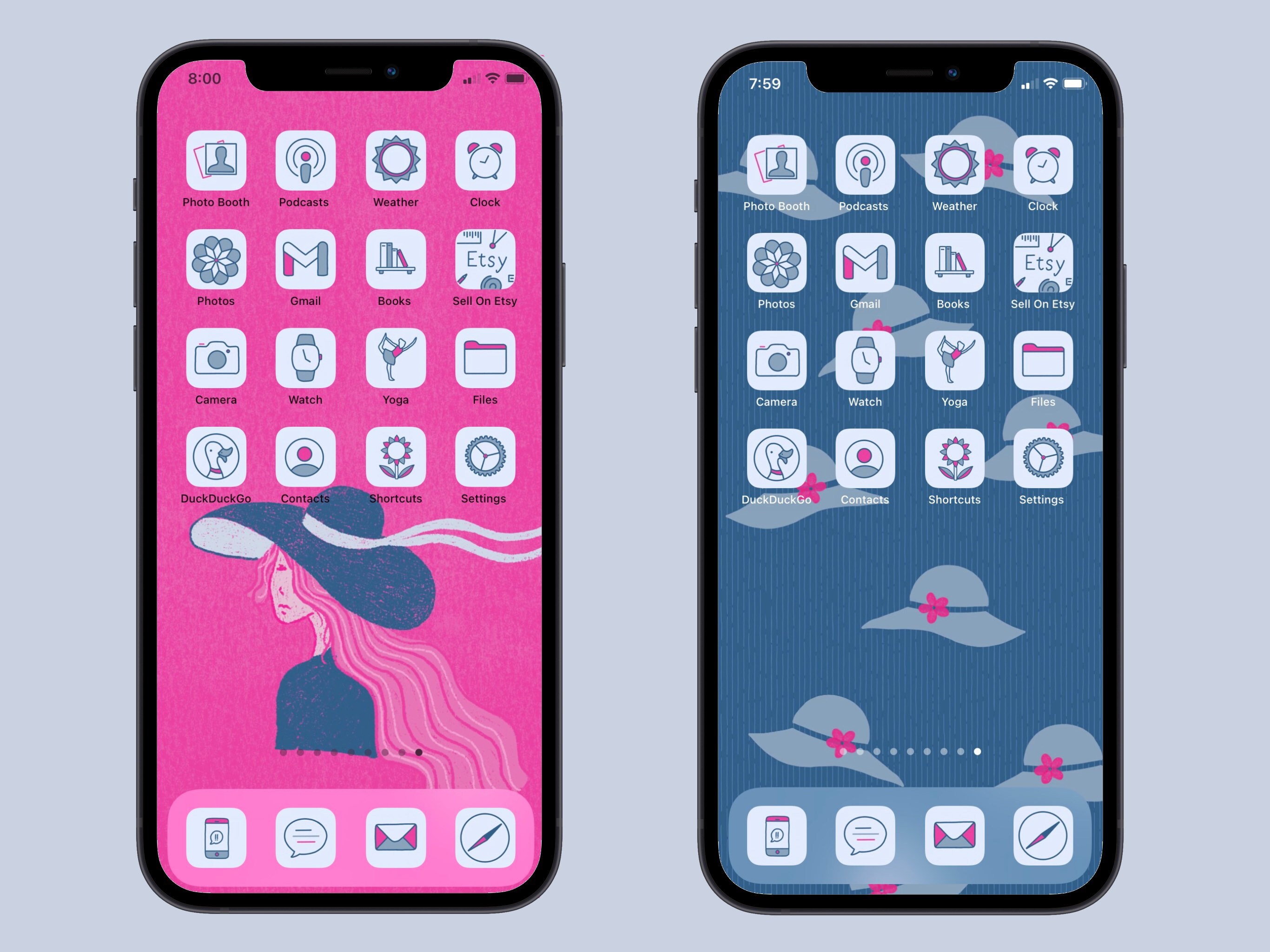 Hand Drawn Ios App Icons Pink and Blue, Gray and Pink Fashion ...