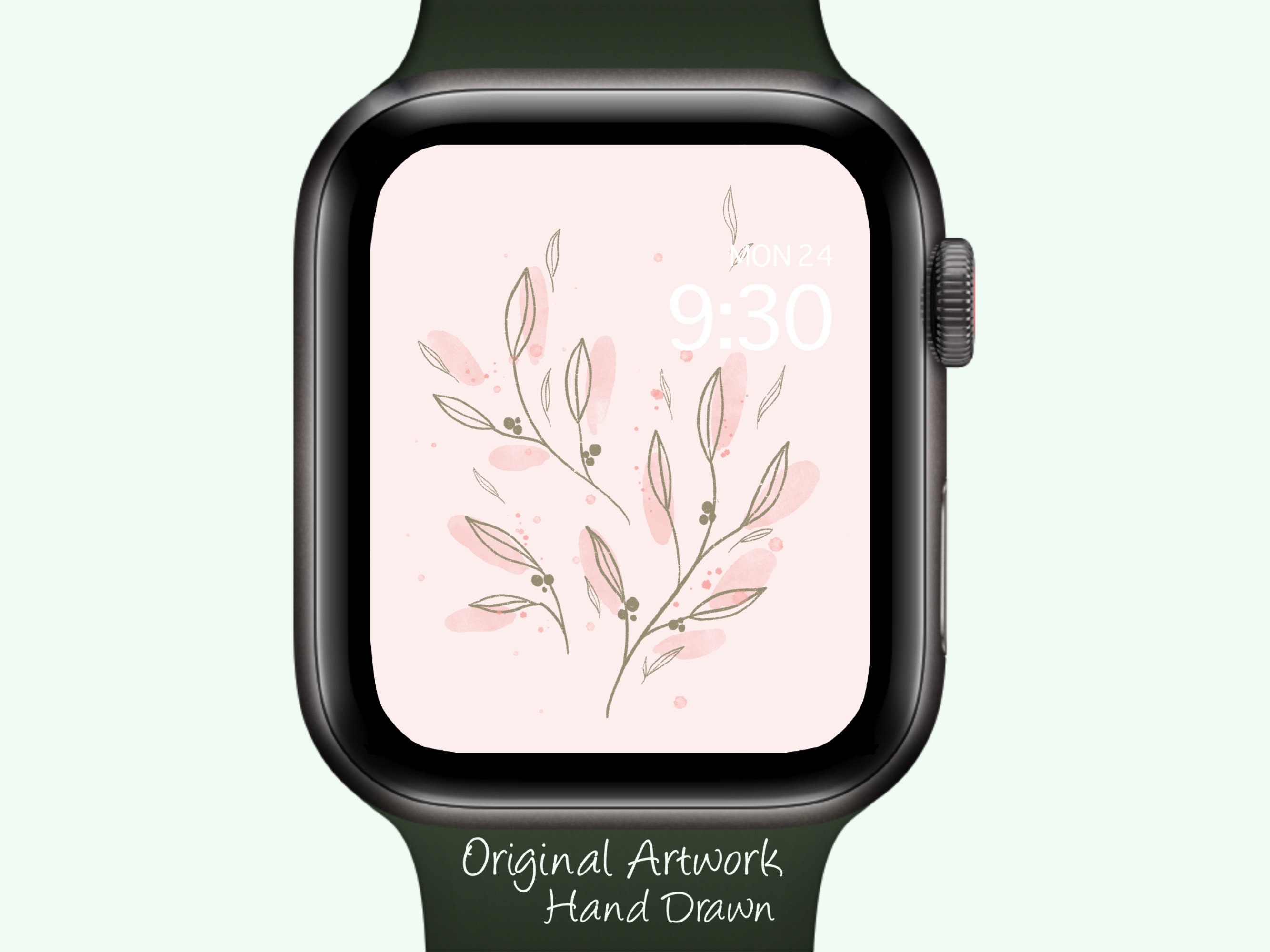 Apple Watch Wallpaper Pink Watercolor, Pale Coral Watch Face Design ...