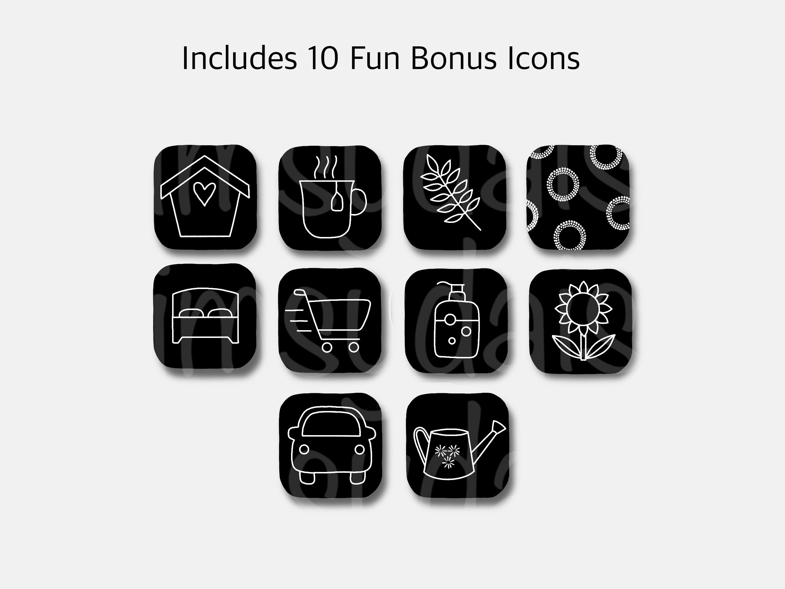 Black & White Hand Drawn Ios App Icons, Black iPad App Icon Pack, Black ...