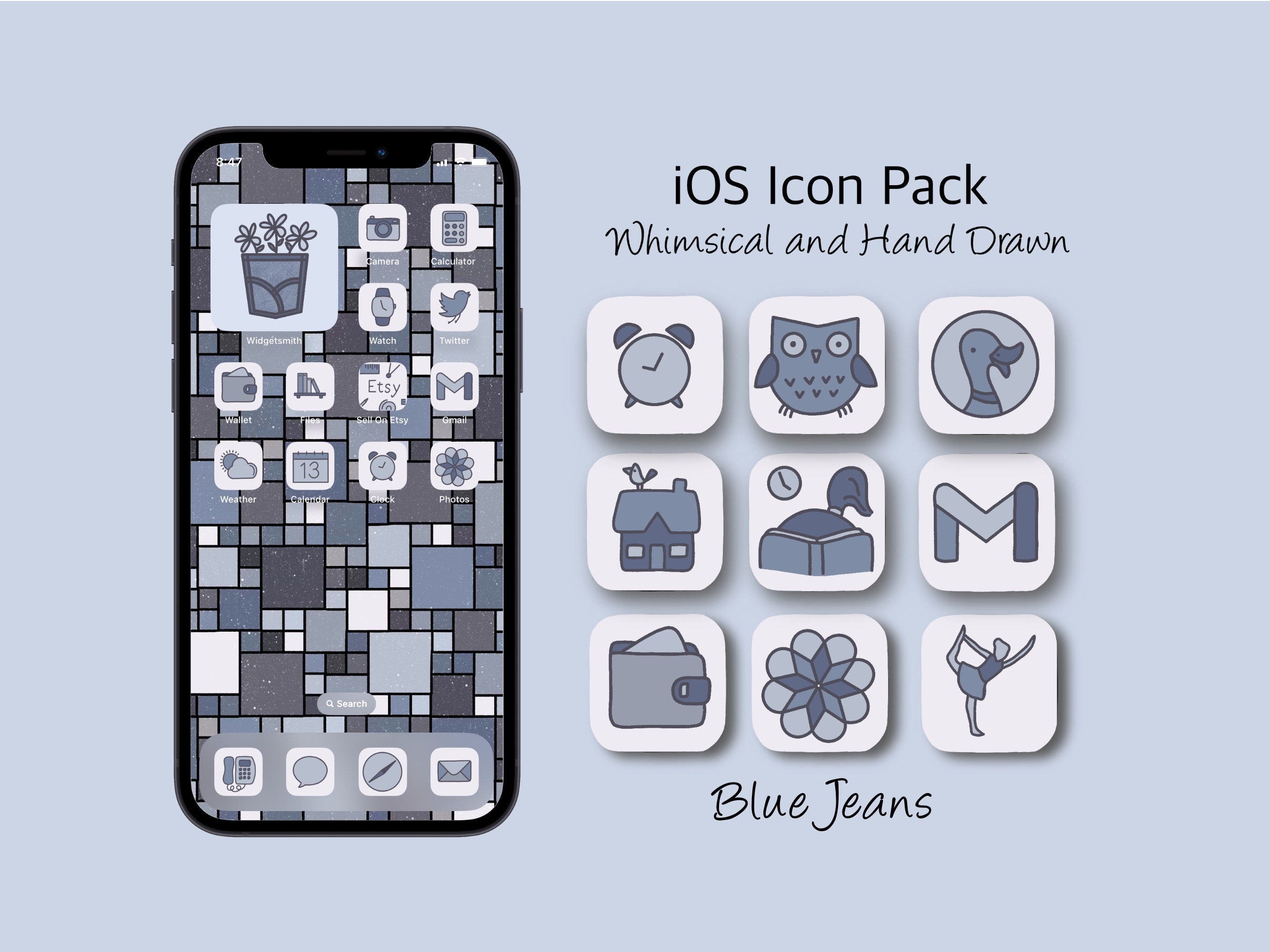 Hand Drawn Ios App Icons Blue Jeans, Stormy Blue iPad App Icons, Jeans ...