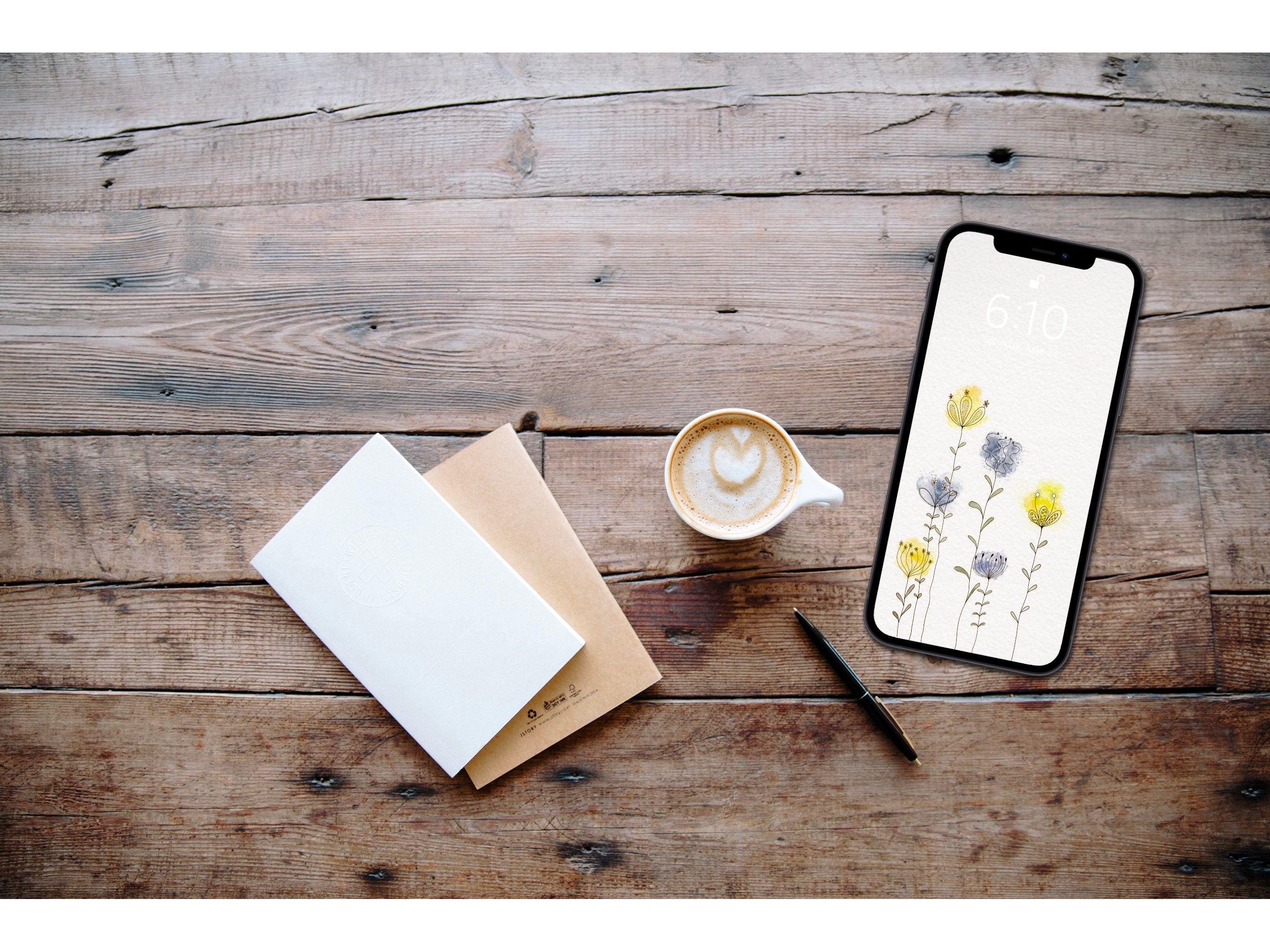 Handy Wallpaper Aquarell Doodles, iPhone Wallpaper Skurrile Blumen, Ink ...