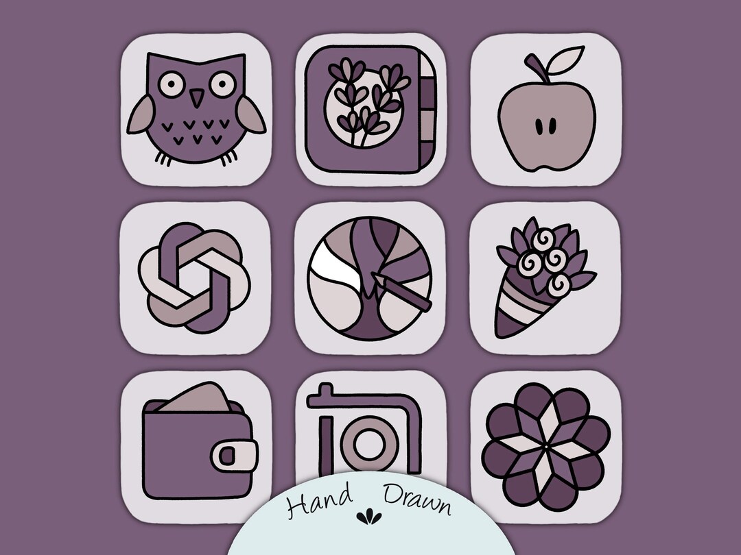 Lavender App Icon Pack, Hand Drawn Device Home Screen Theme (digital ...