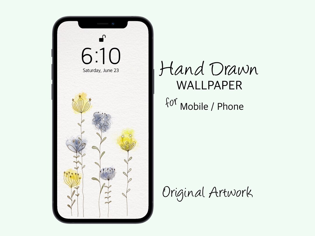 Handy Wallpaper Aquarell Doodles, iPhone Wallpaper Skurrile Blumen, Ink ...