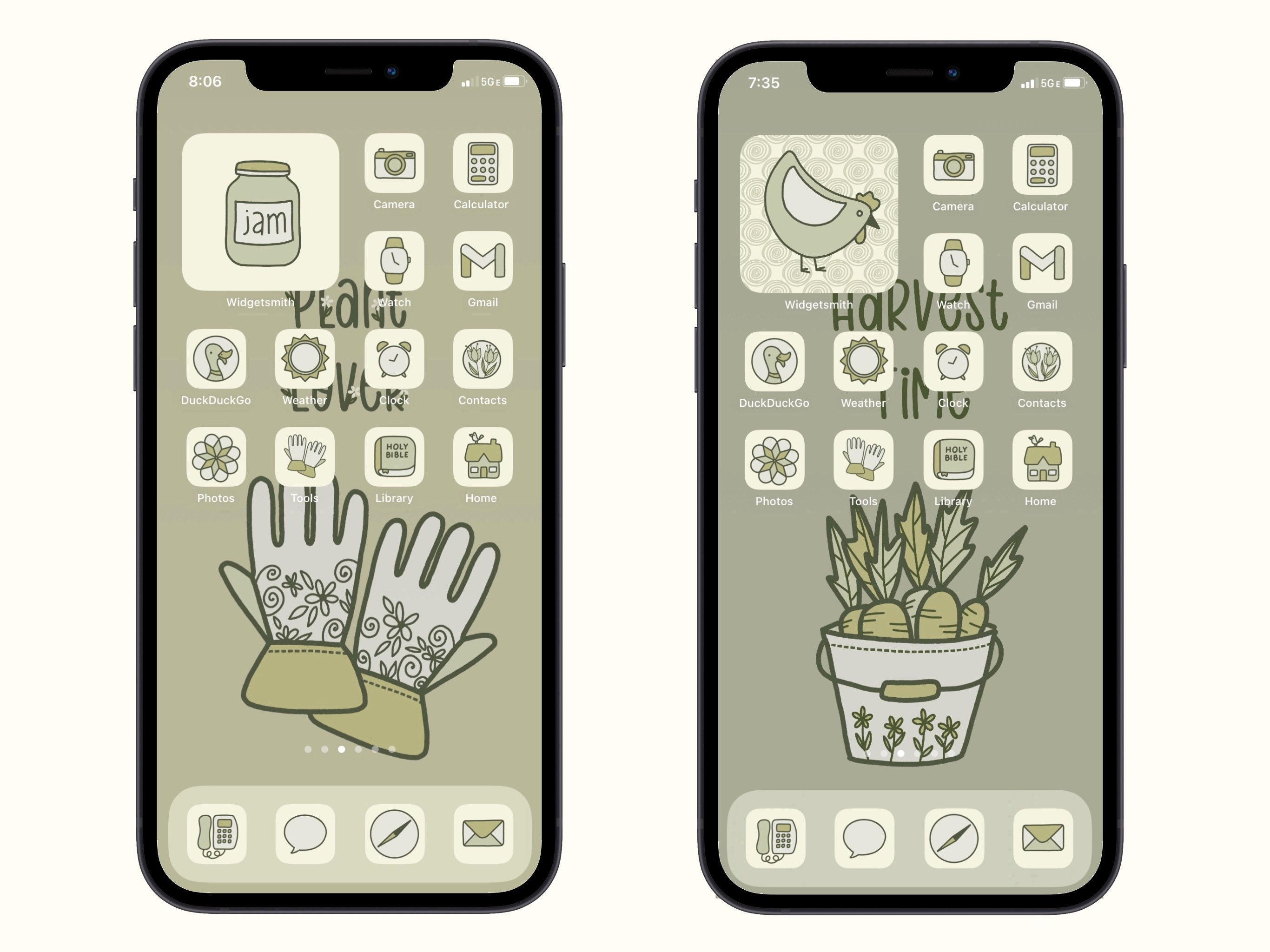 Hand Drawn Ios App Icons, Sage Green iPad App Icons, Summer Garden Ios ...
