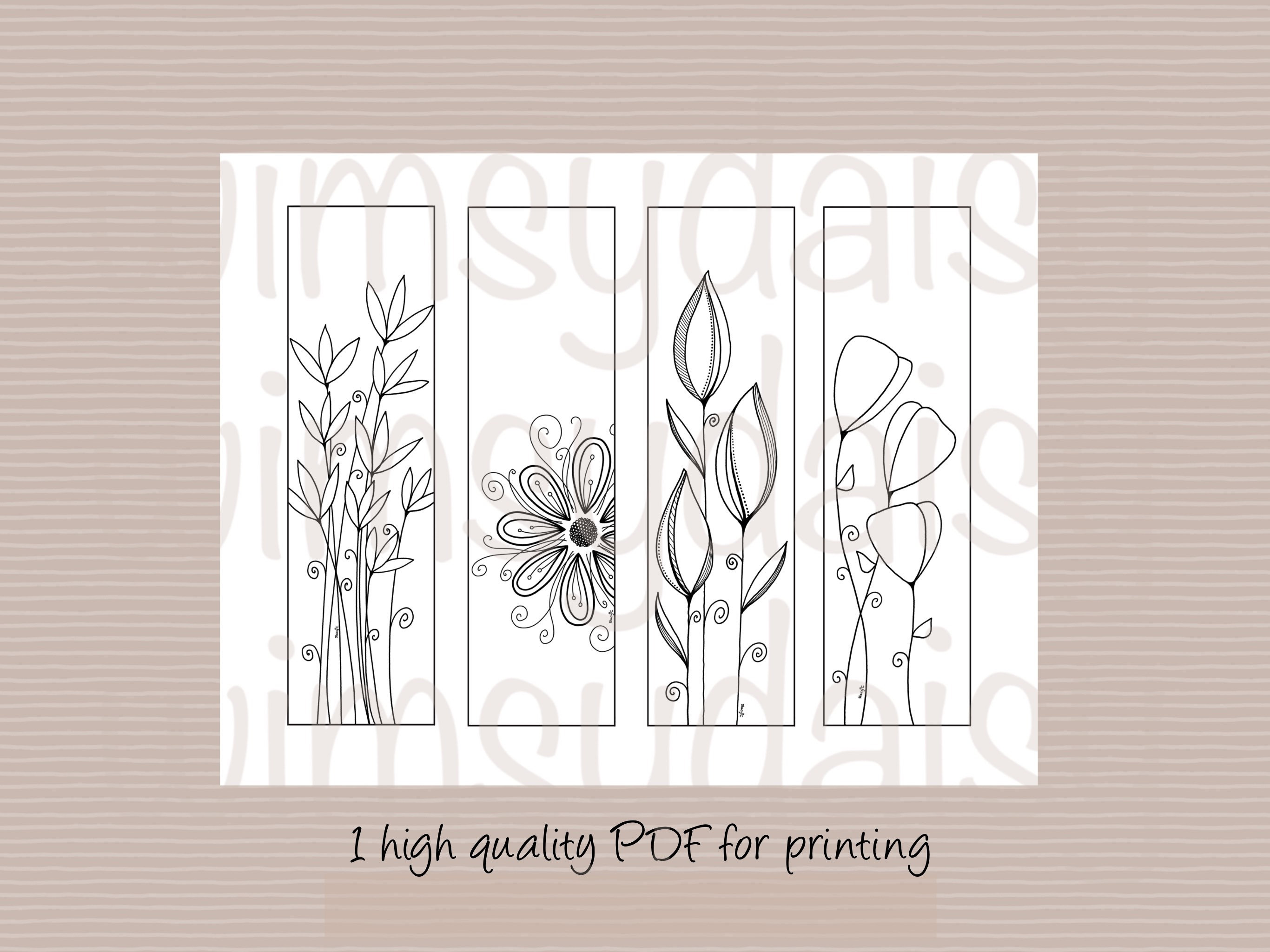 Printable Bookmarks Tangled Flowers, Coloring Bookmarks Floral, Print ...