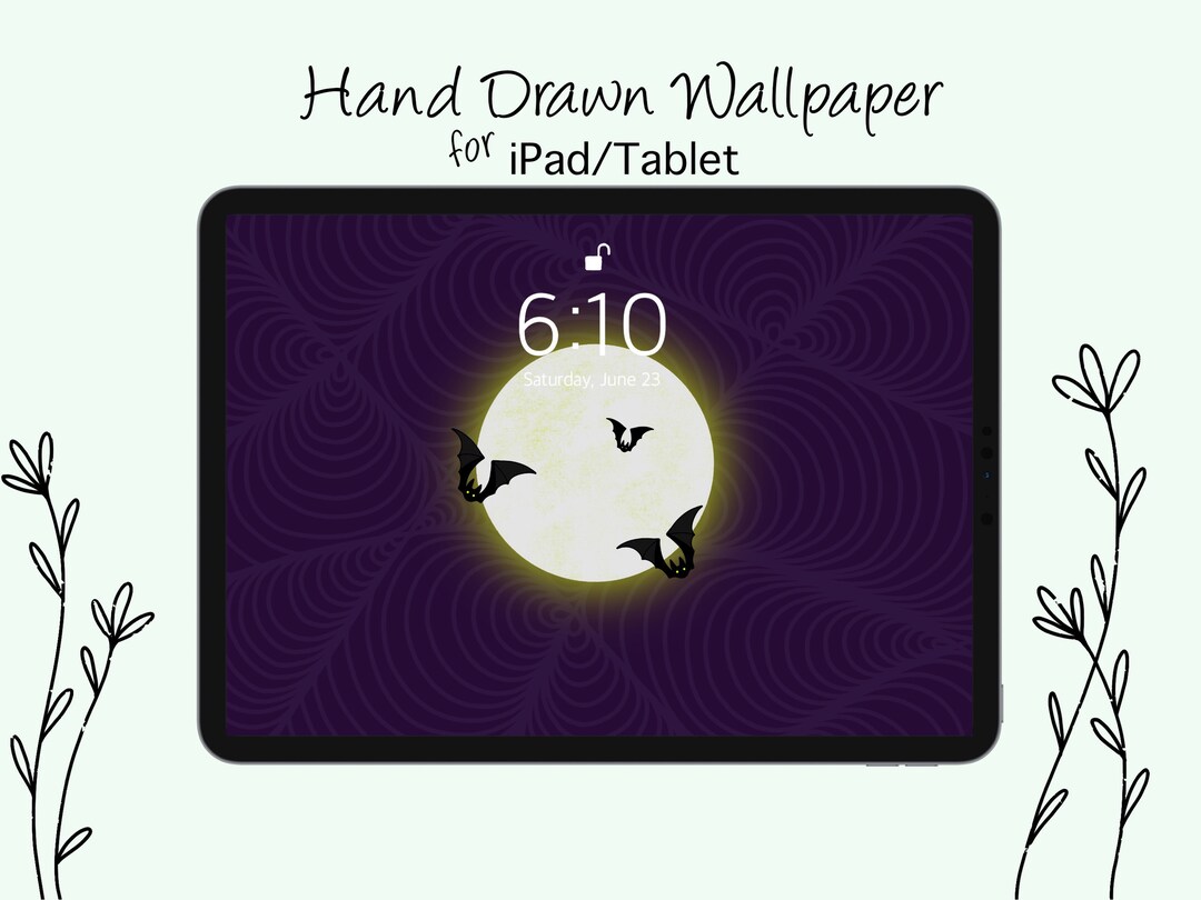 IPad Wallpaper Halloween, Moon and Bats Tablet Wallpaper, Spooky Ipad ...