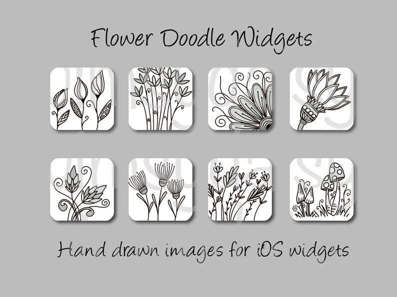 Flower Doodle Ios Widgets Hand Drawn Zen Doodle Widget Icons - Etsy