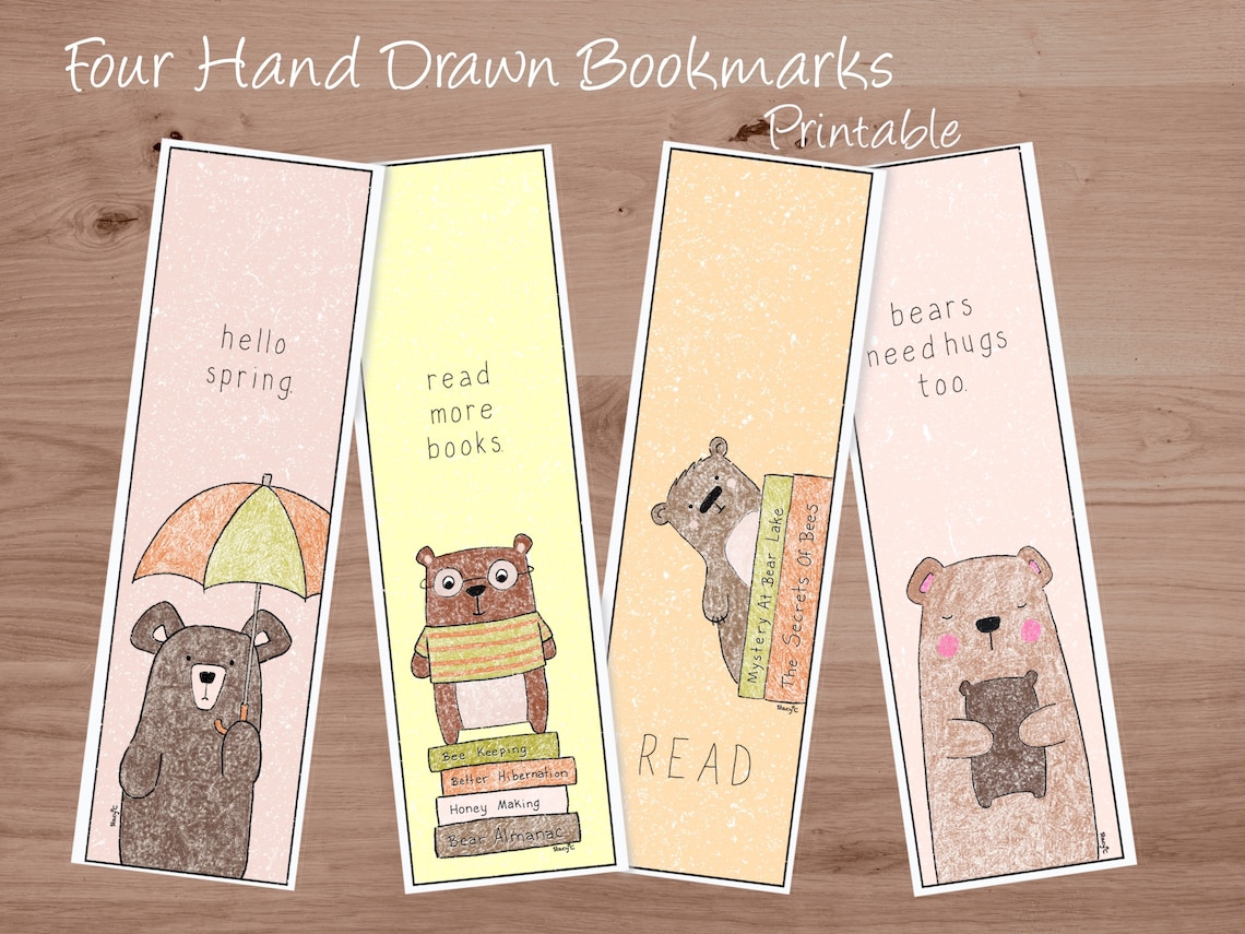 Printable Bookmarks Cute Bears Book Lovers Bookmarks Colored - Etsy