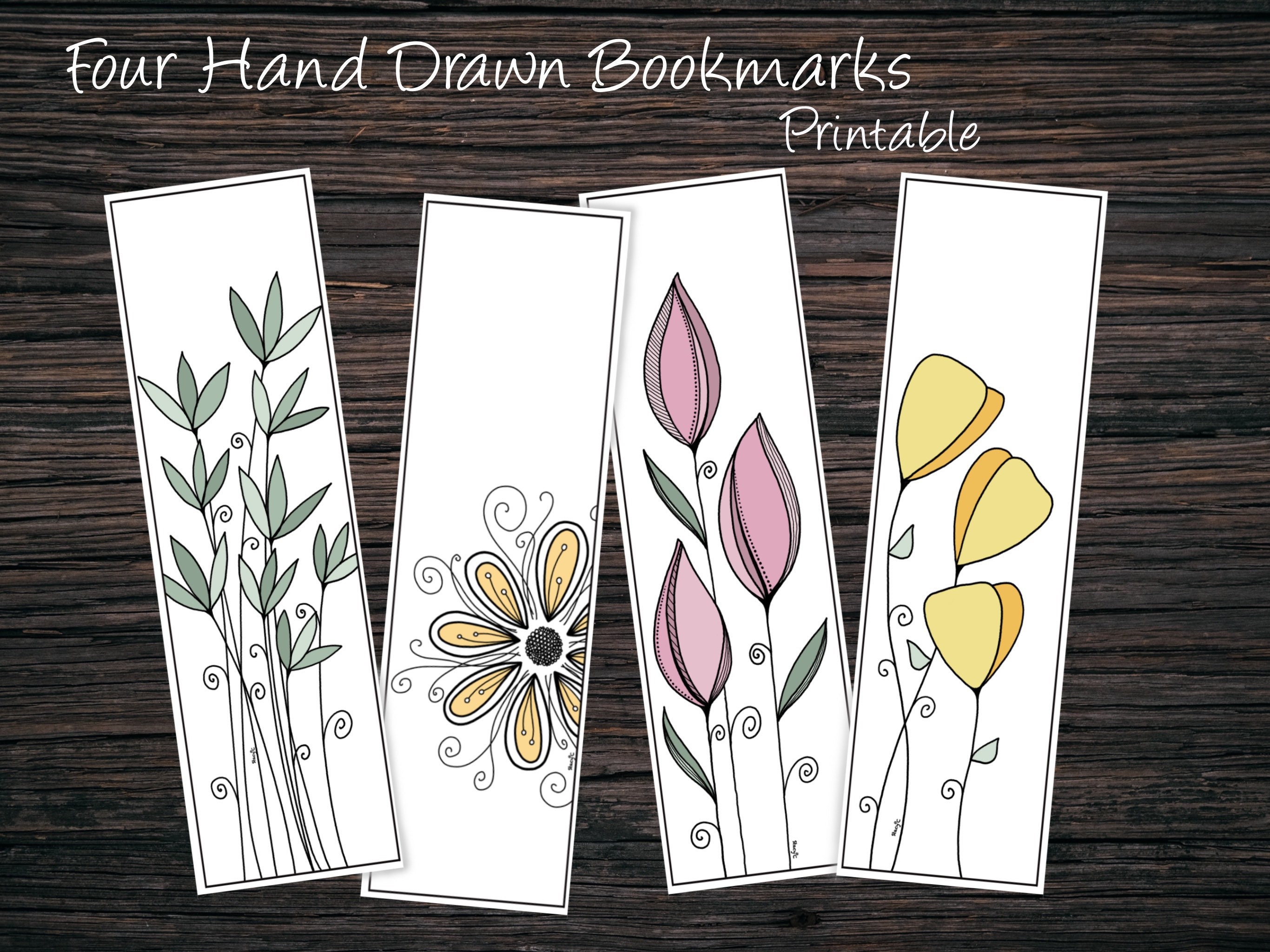 Printable Bookmarks Artistic Digital Bookmarks Floral Hand - Etsy