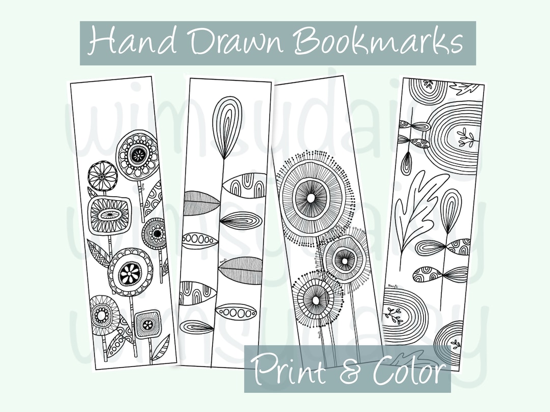 Printable Bookmarks Zen Doodles, Coloring Bookmarks Wonky Florals ...