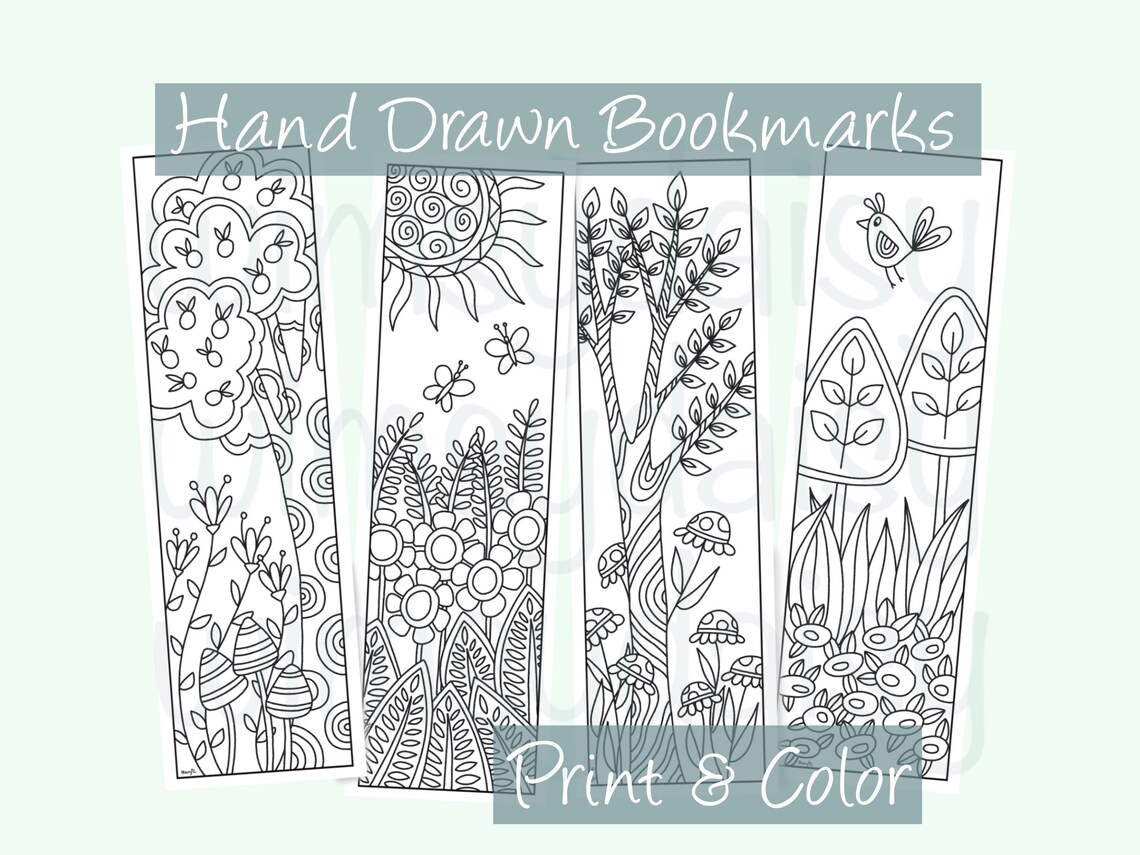 Printable Bookmarks Tangled Forest, Bookmarks to Color Trees & Plants ...