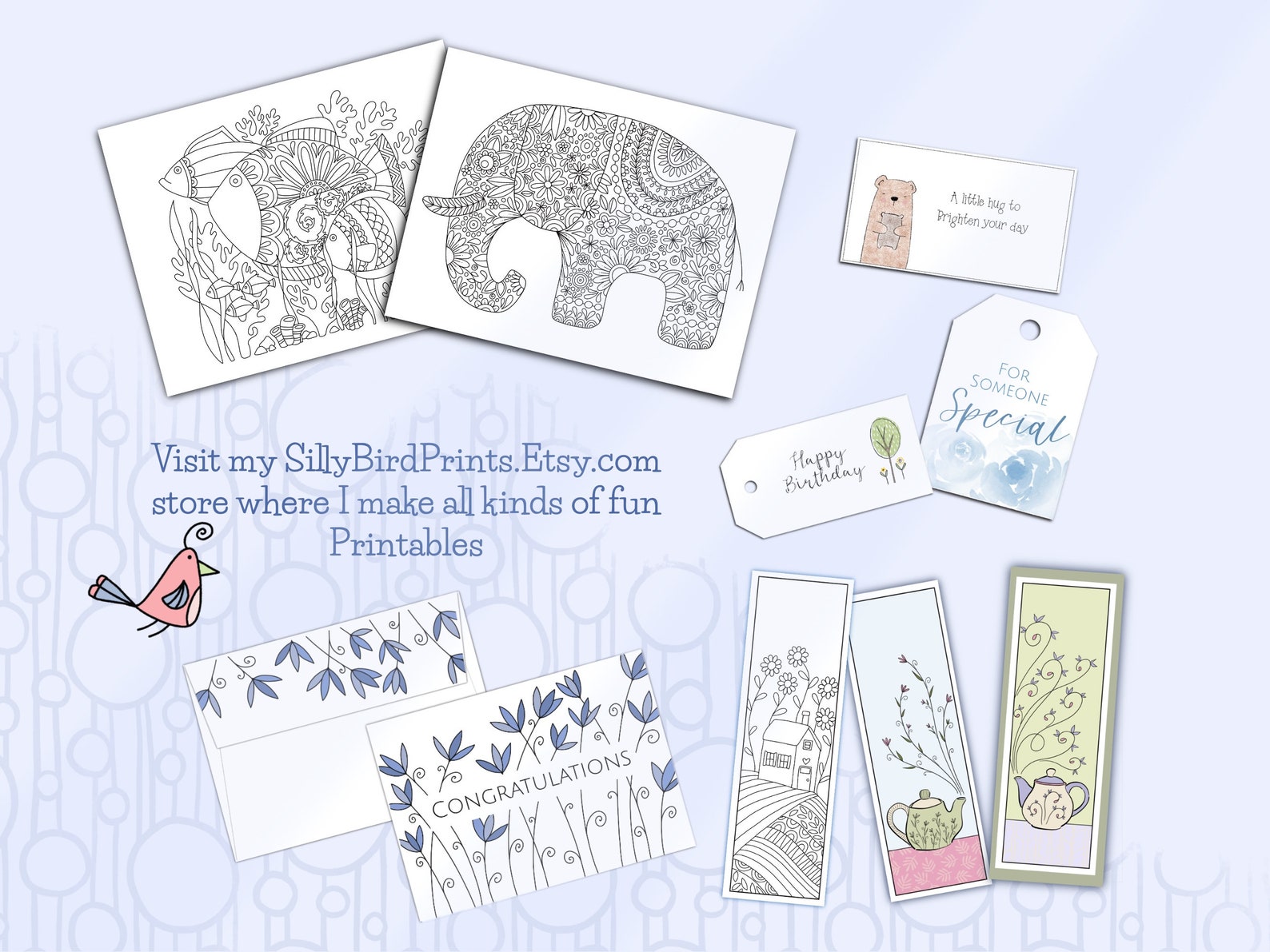 Printable Bookmarks Tangled Forest, Bookmarks to Color Trees & Plants ...