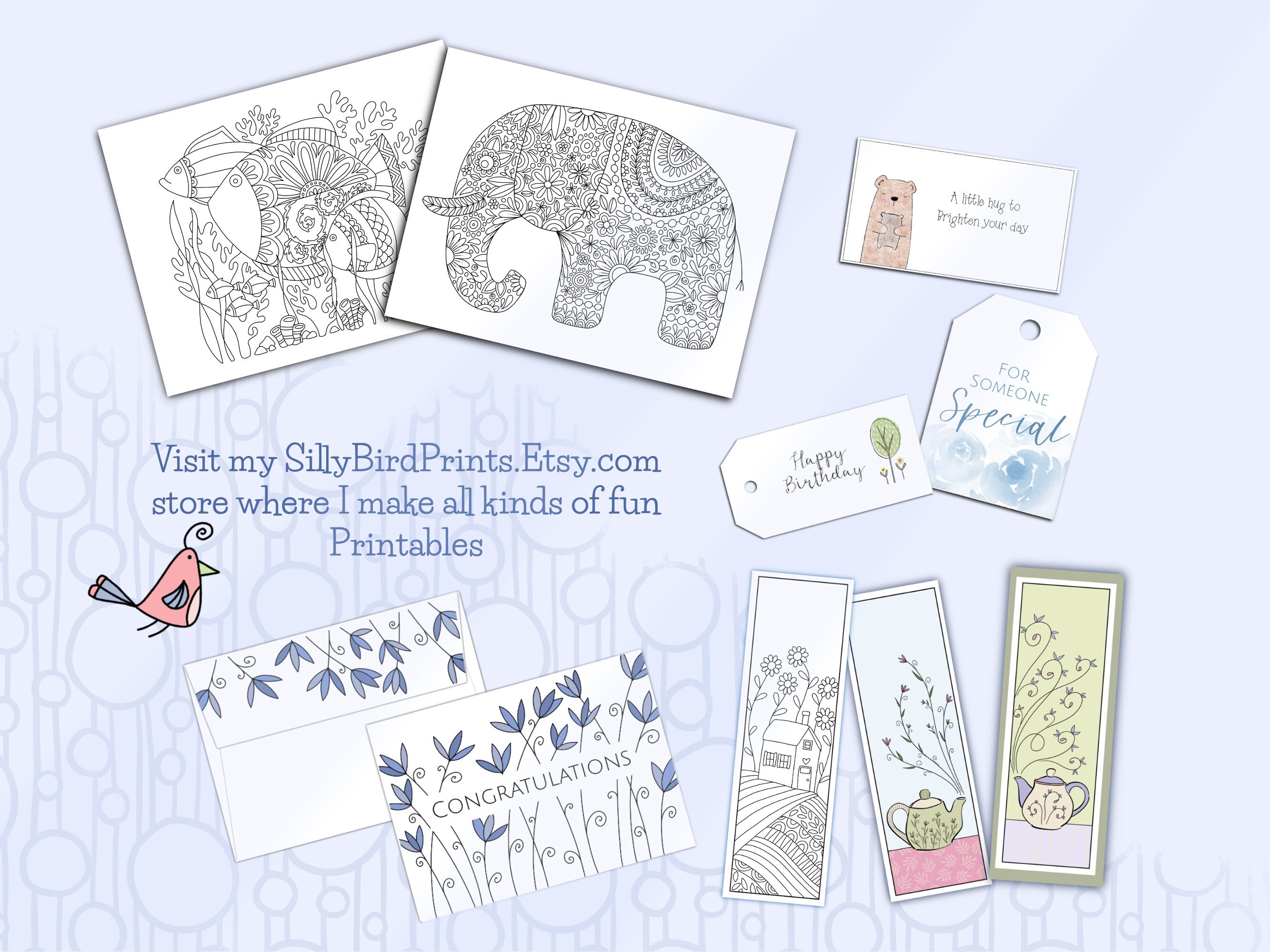Printable Bookmarks Tangled Forest, Bookmarks to Color Trees & Plants ...
