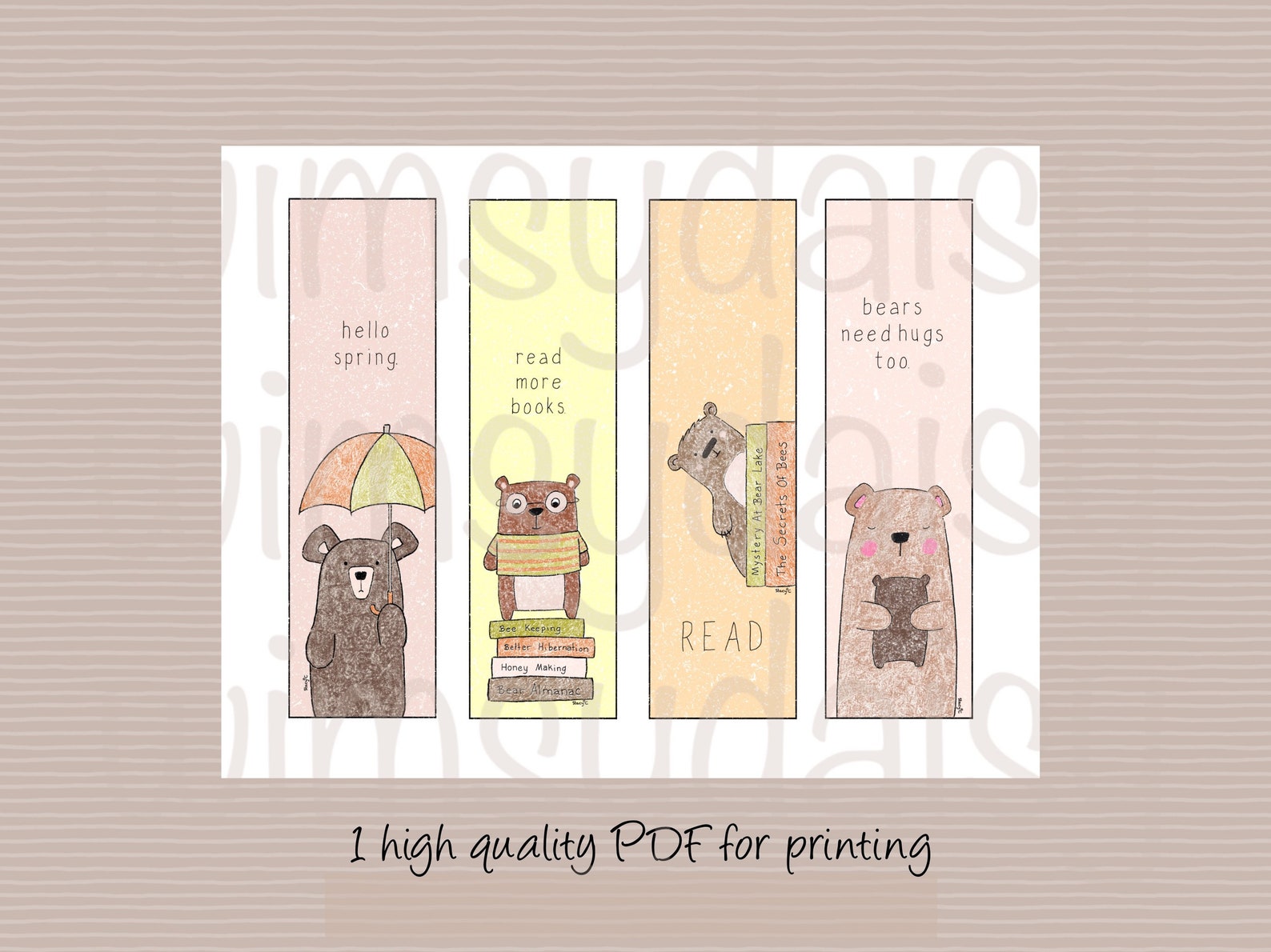 Printable Bookmarks Cute Bears Book Lovers Bookmarks Colored - Etsy