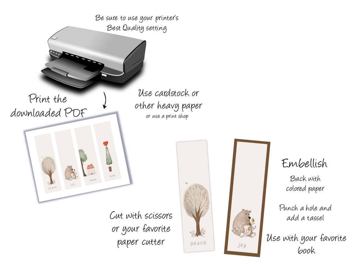 Peace Joy Love Printable Bookmarks Folk Illustration Digital - Etsy