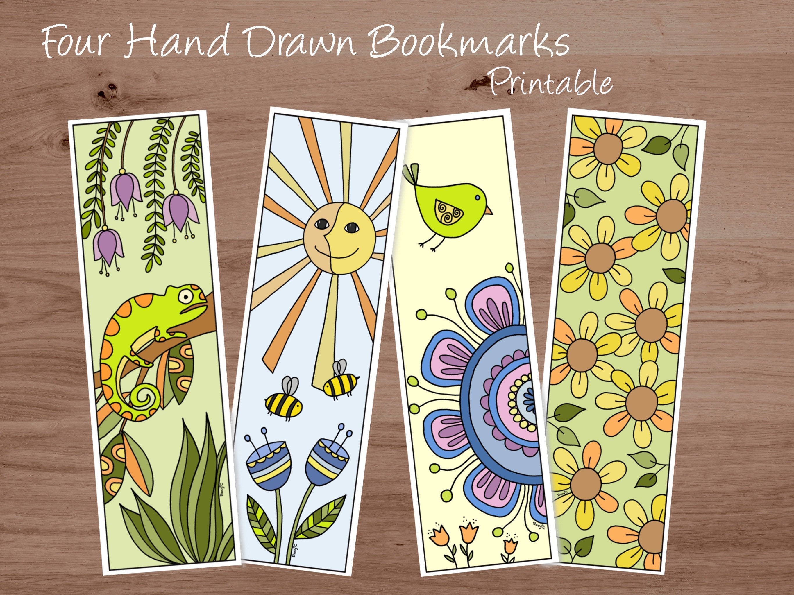 Printable Bookmarks Retro Summer, Cute Nature Bookmarks, Whimsical ...