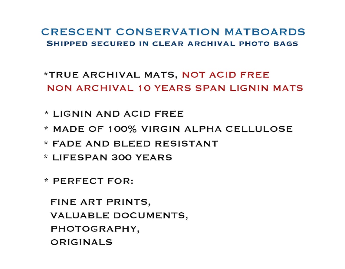 Your Picture Mat Sizes - Fully Custom Matting -ARCHIVAL - SINGLE, Any ...