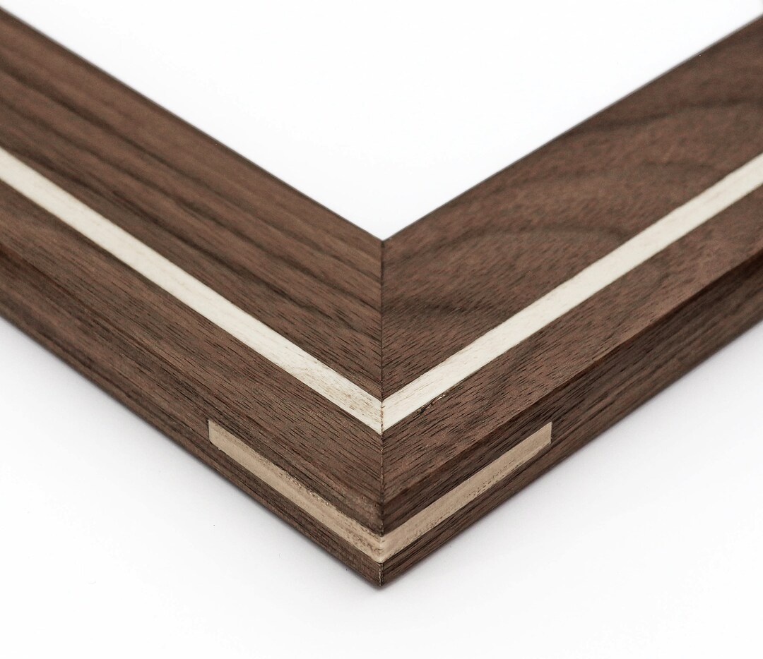 Custom Black Walnut Frame Inlay Aspen Wood Gallery Framing - Etsy