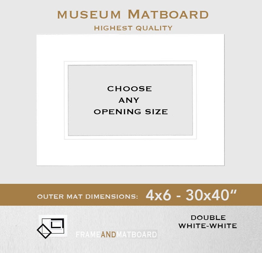 Cotton Double Matboard | Custom Opening | White-white Double Mat ...