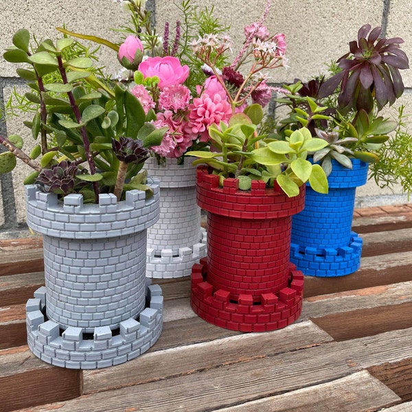 3d Printed Castle Plant Pot - Etsy
