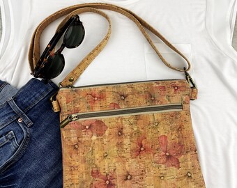 Slim Crossbody Bag, Boho Floral Crossbody With Cork - Etsy