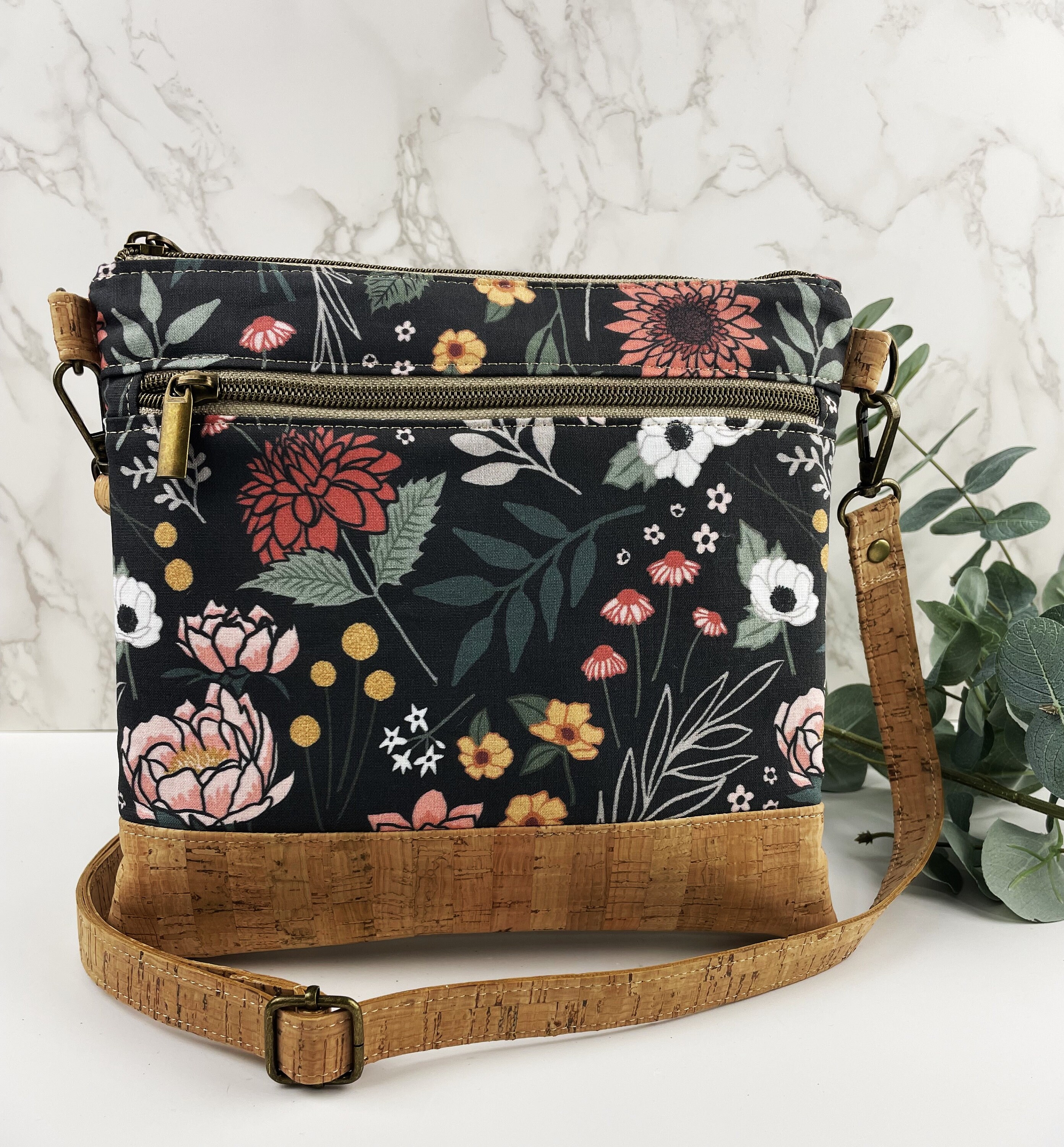 Slim Crossbody Bag Boho Floral Crossbody With Cork - Etsy