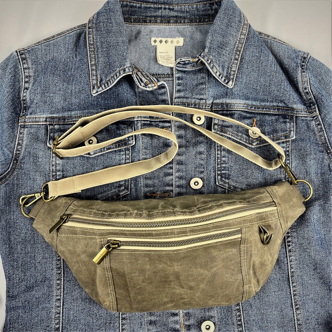 Waxed Canvas Sling Bag, Fanny Pack, Waxed Canvas Hip Bag, Olive Waxed ...
