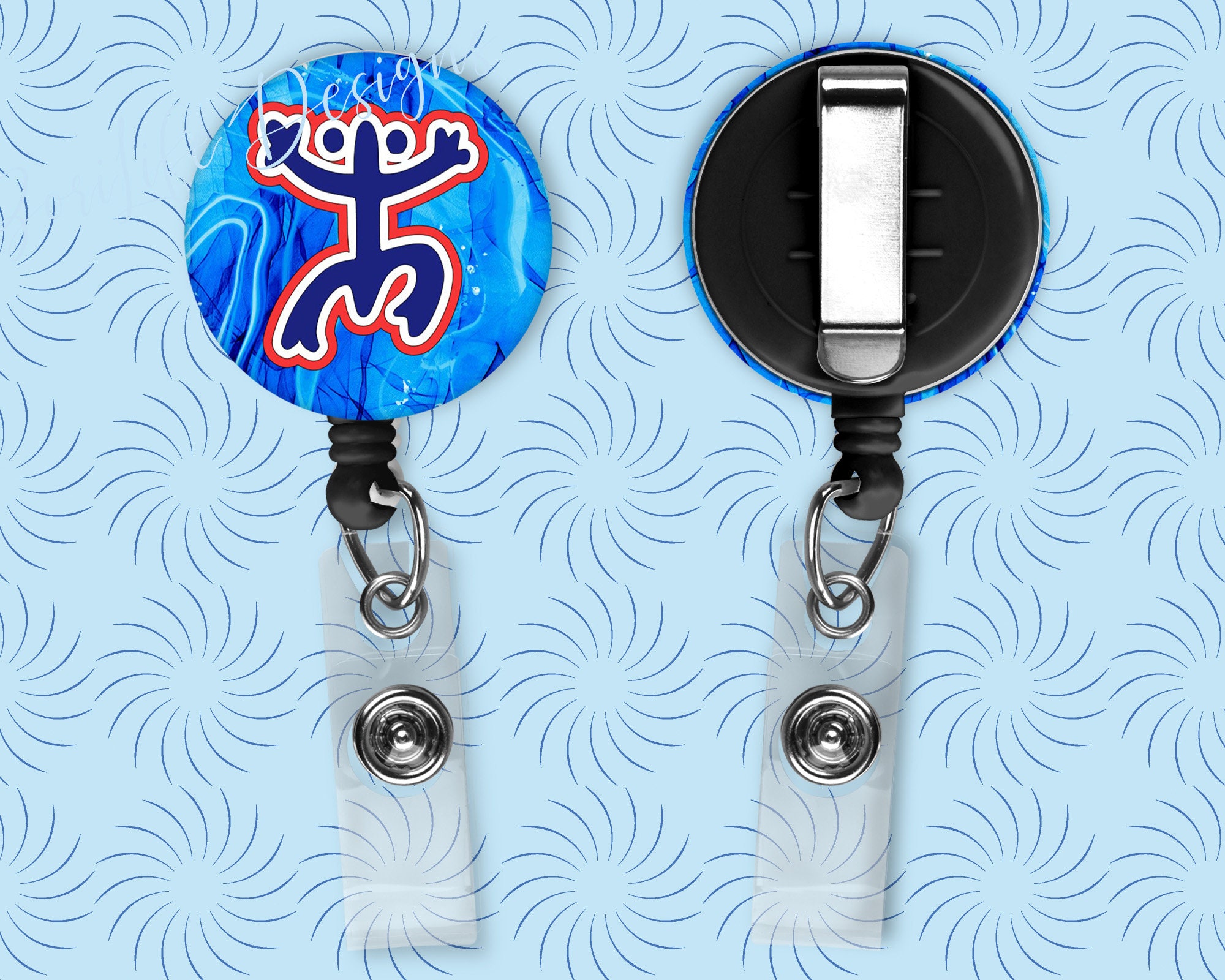 Personalized Retractable Taino Coqui Work ID Badge Reel Design With ...