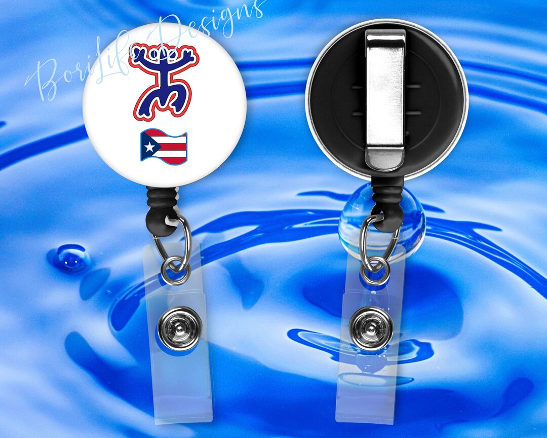 Personalized Retractable Taino Coqui Design With PR Flag Work ID Badge ...