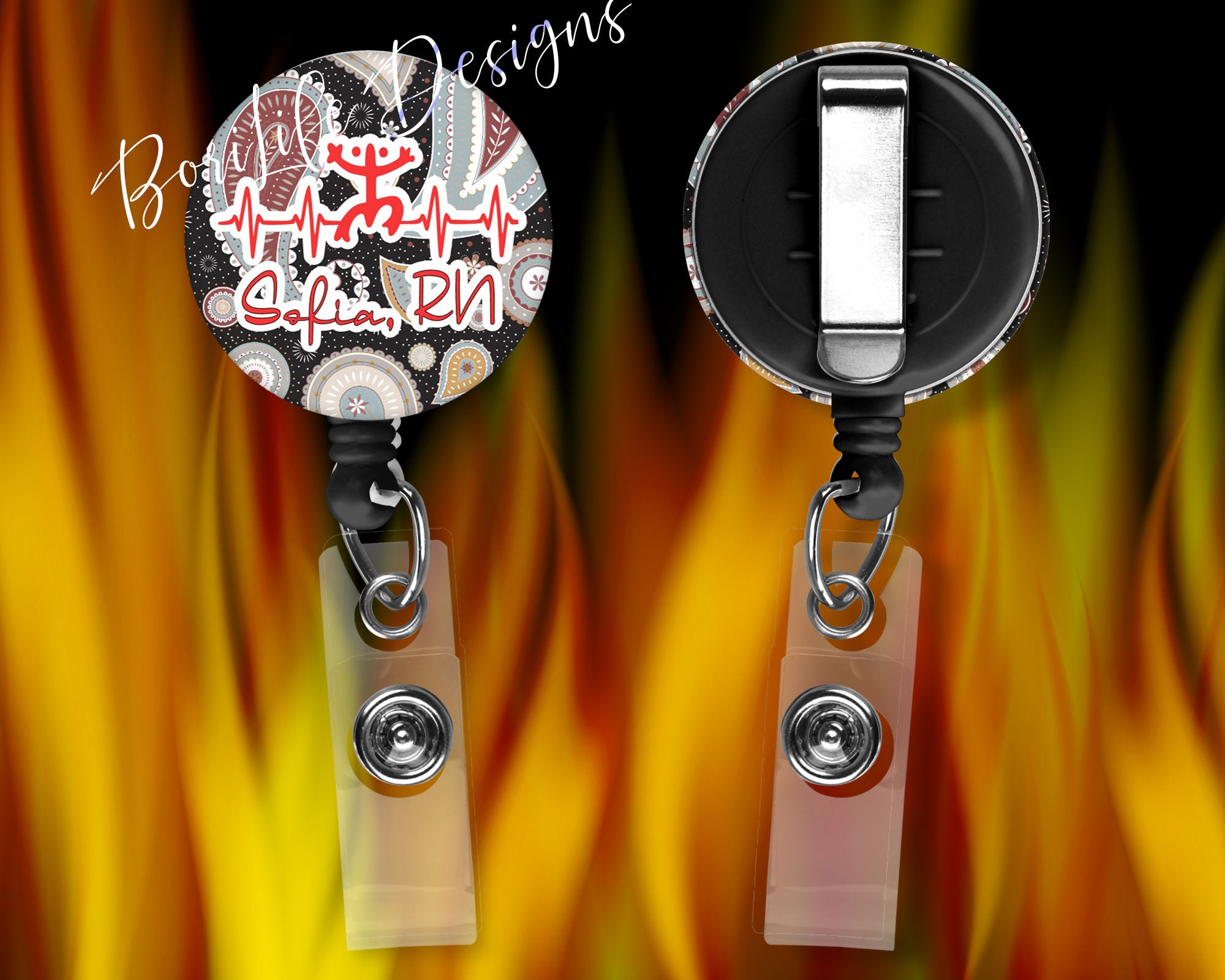 Personalized Retractable Taino Coqui Heartbeat Work ID Badge Reel ...