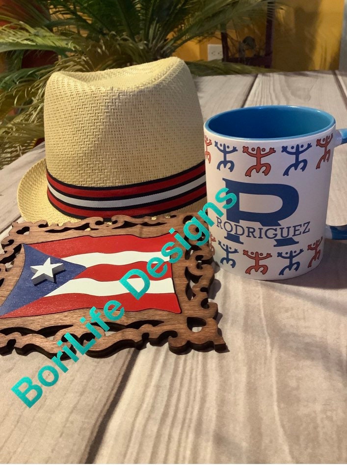 Boricua Coffee Mug: Coqui Banner with Family Name and Puerto | Etsy
