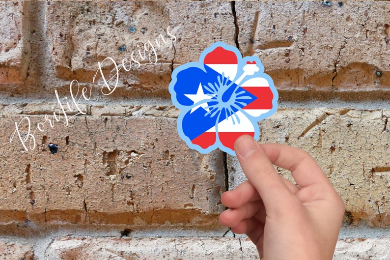 Boricua Flor De Maga With Puerto Rico Flag Sticker - Etsy