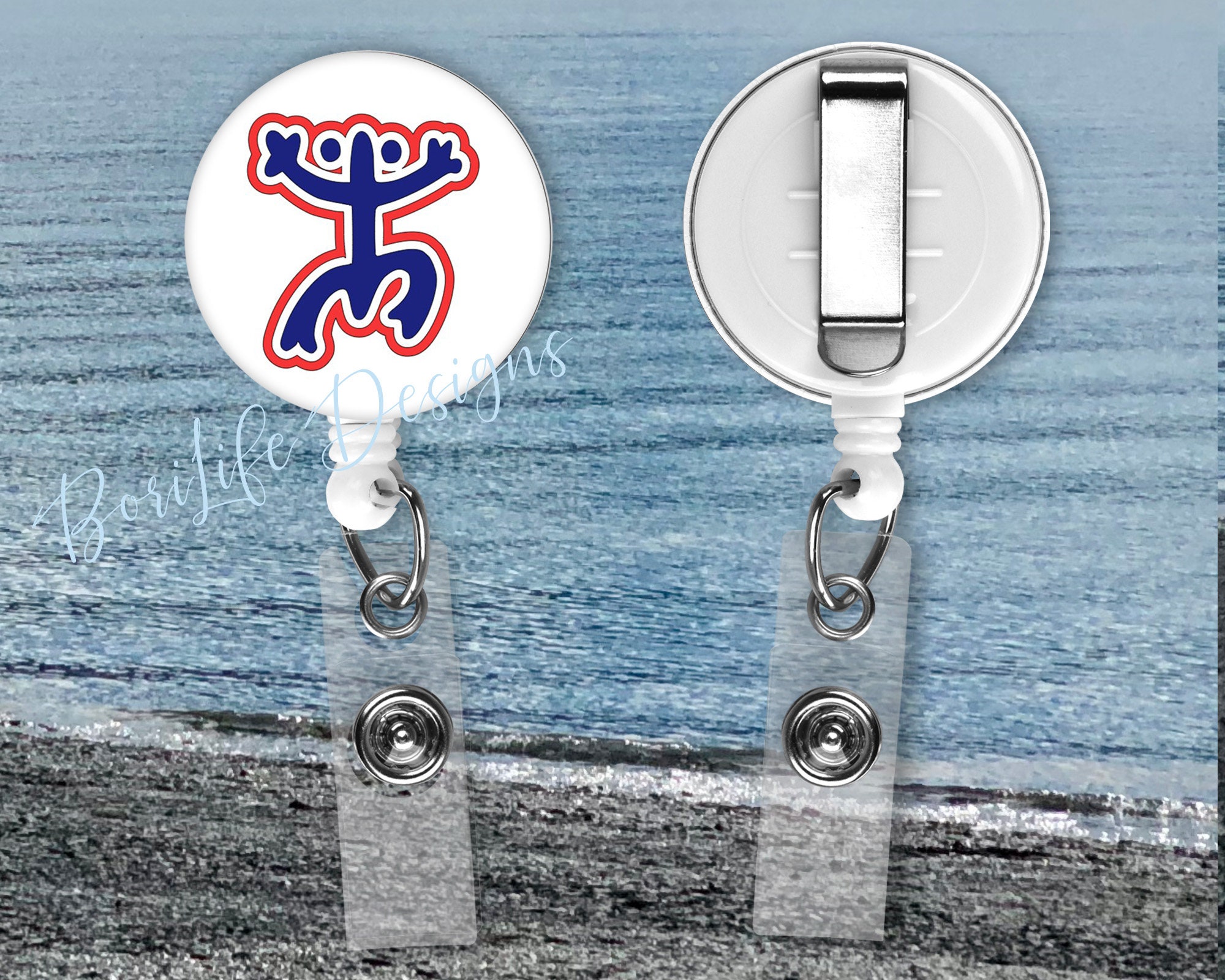 Personalized Retractable Taino Coqui Work ID Badge Reel Design With ...