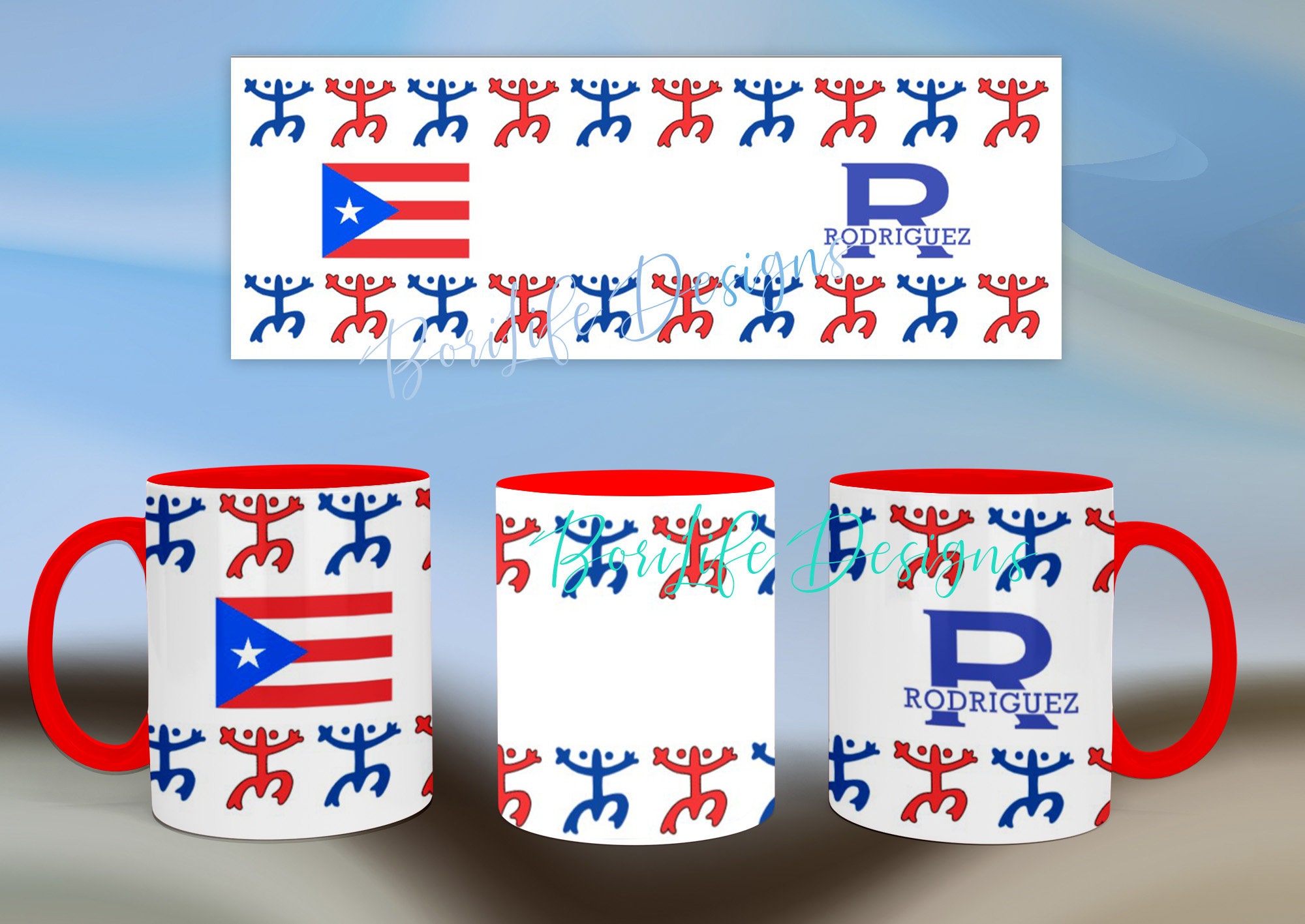 Boricua Coffee Mug: Coqui Banner with Family Name and Puerto - Etsy.de