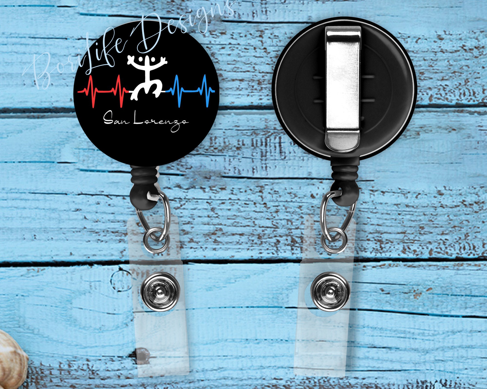 Personalized Retractable Taino Coqui Heartbeat Work ID Badge Reel ...