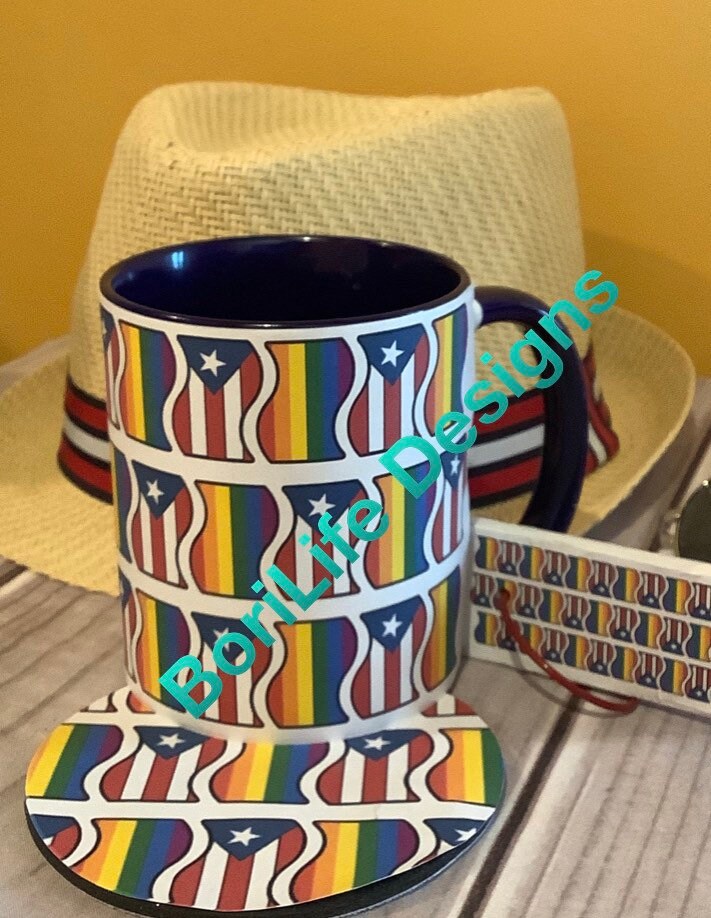Travel Mugs Puerto Rico Flag Coffee Mug & coaster bundle and QR Coded ...