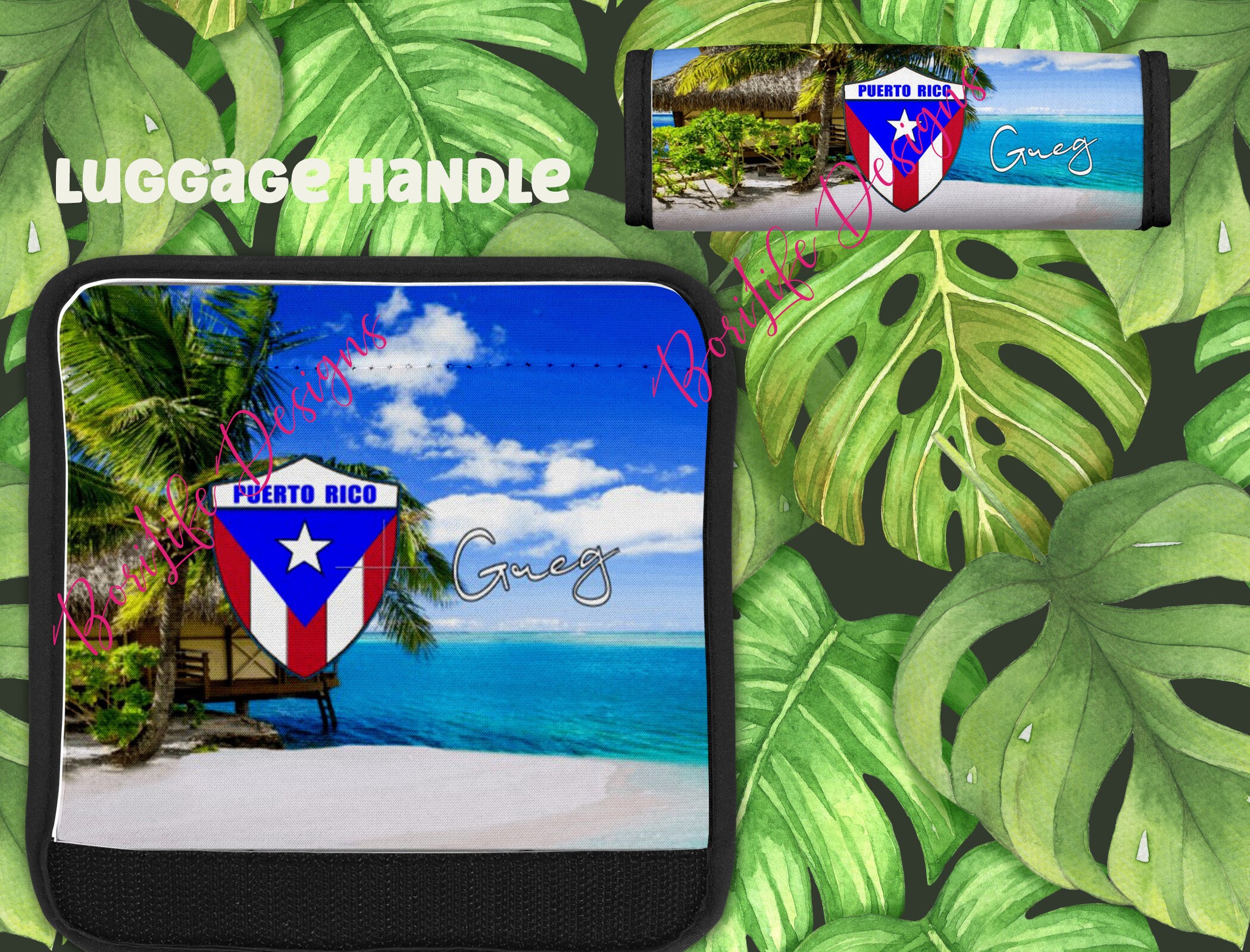 Unique Personalized Puerto Rico Flag Luggage Handle and Luggage Tag Set ...