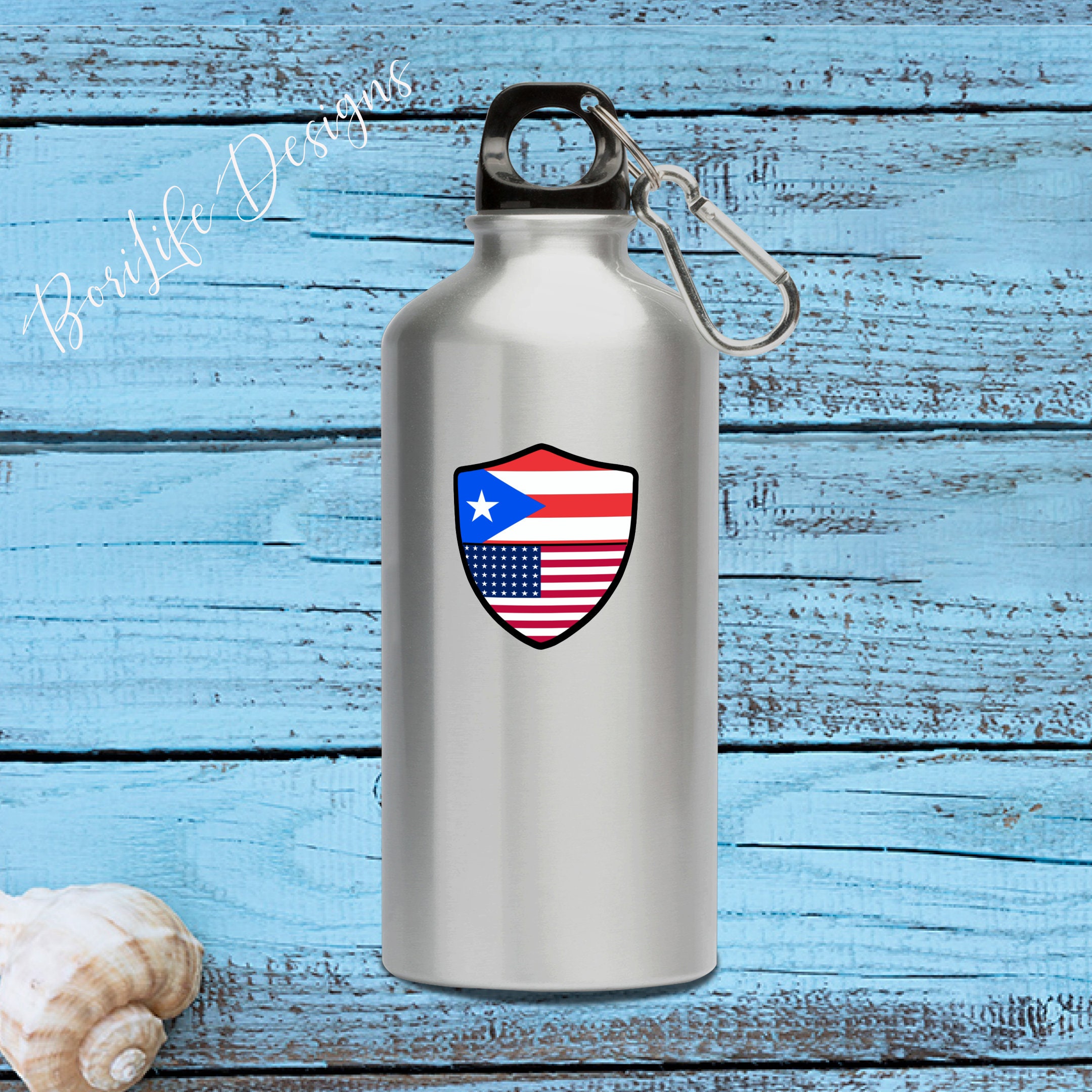 Puerto Rico and USA Flags Shield Sticker Design, Boricua, USA, Puerto ...