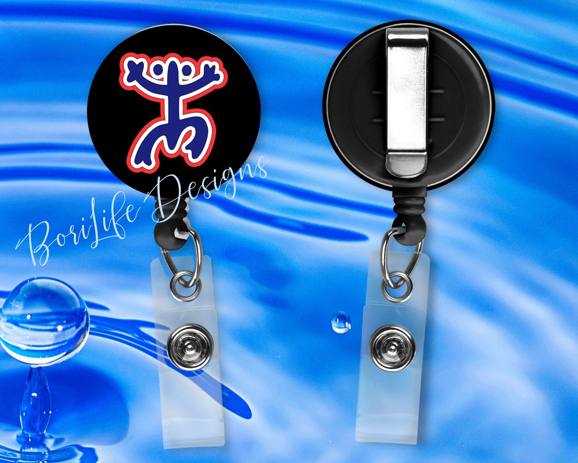 Personalized Retractable Taino Coqui Work ID Badge Reel Design With ...