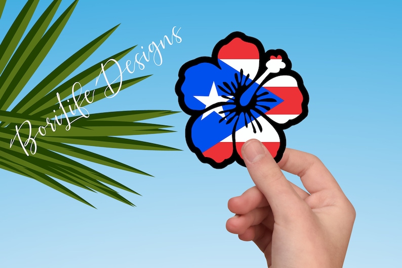 Boricua Flor De Maga With Puerto Rico Flag Sticker - Etsy