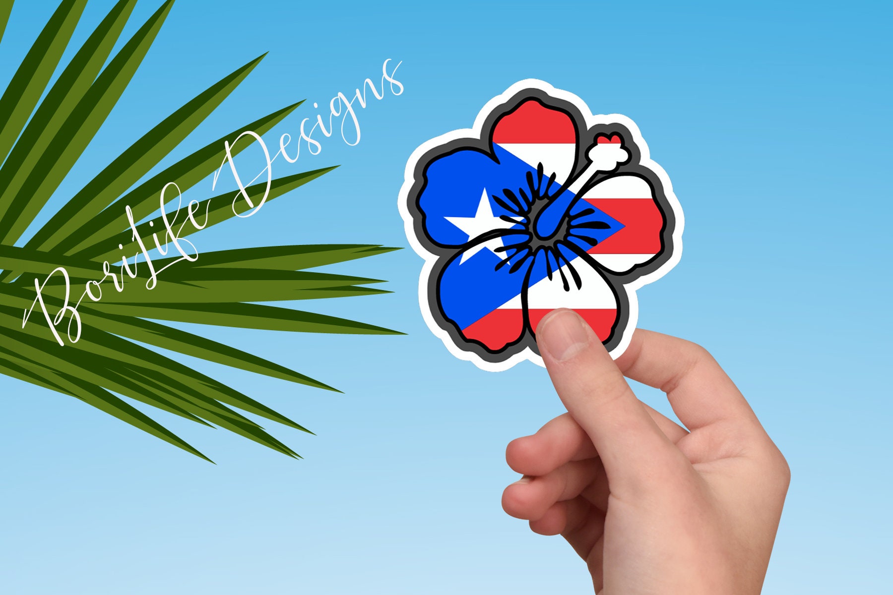 Boricua Flor De Maga With Puerto Rico Flag Sticker - Etsy