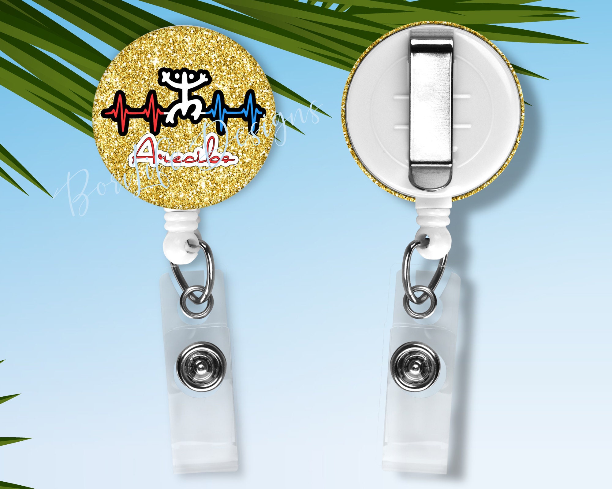 Personalized Retractable Taino Coqui Heartbeat Work ID Badge Reel ...