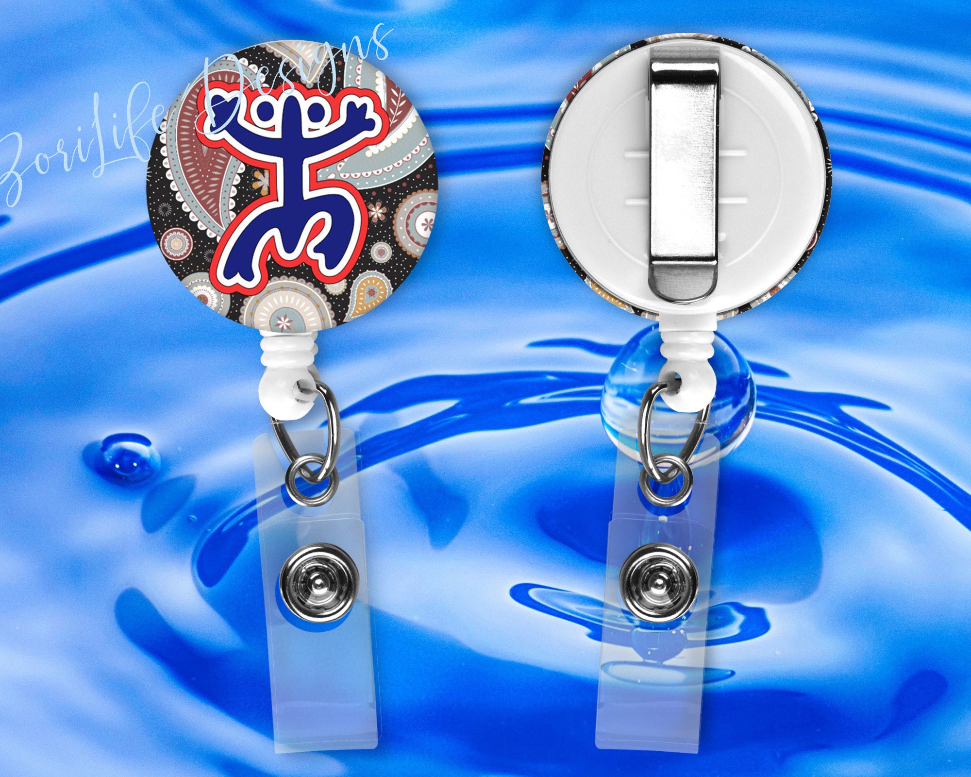 Personalized Retractable Taino Coqui Work ID Badge Reel Design With ...